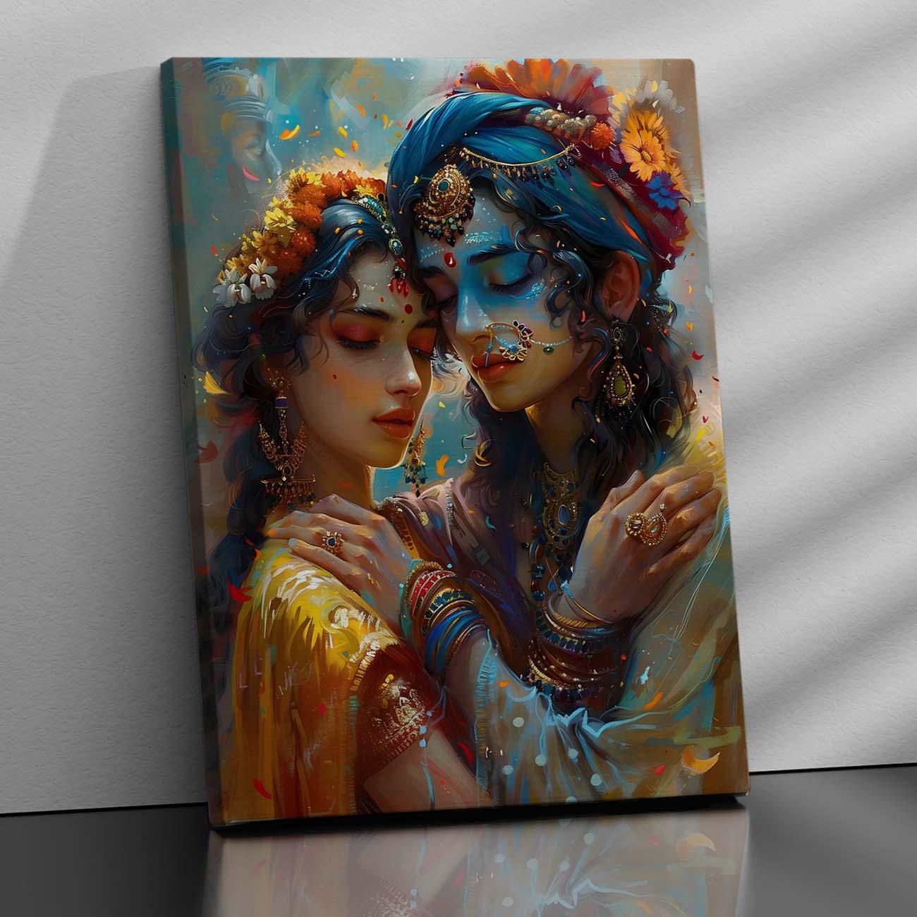 Krishna Oil Painting On Canvas Radha Krishna Oil Board Painting