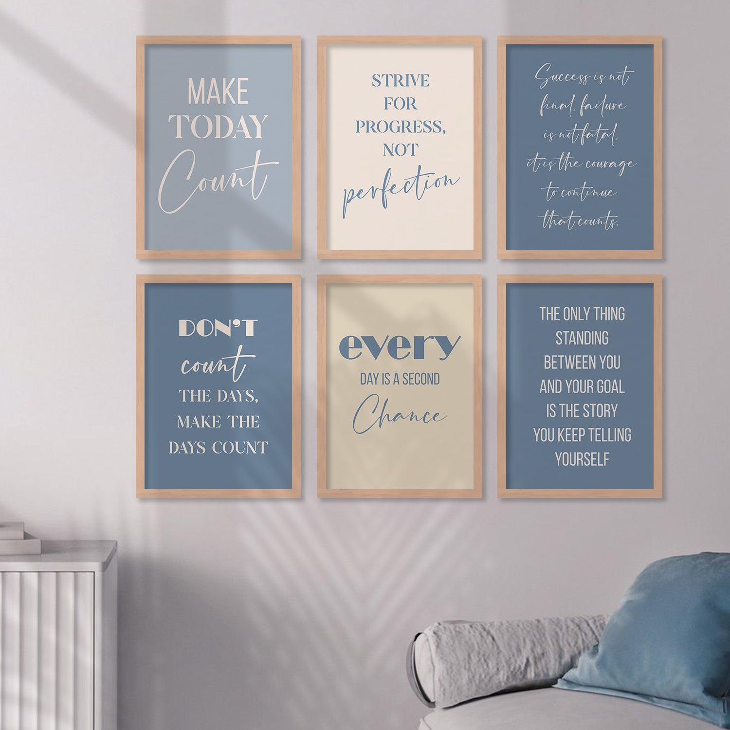 Motivational Quotes Pastel Blue Posters with Frame for Office Living R ...