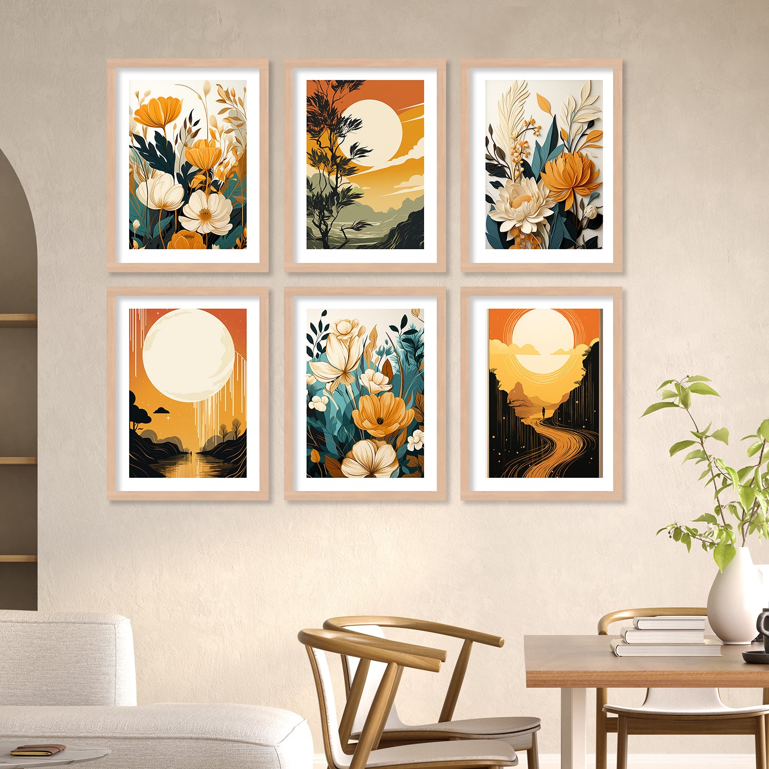Floral Art Framed Posters for Home Living Room Bedroom and Office Wall ...