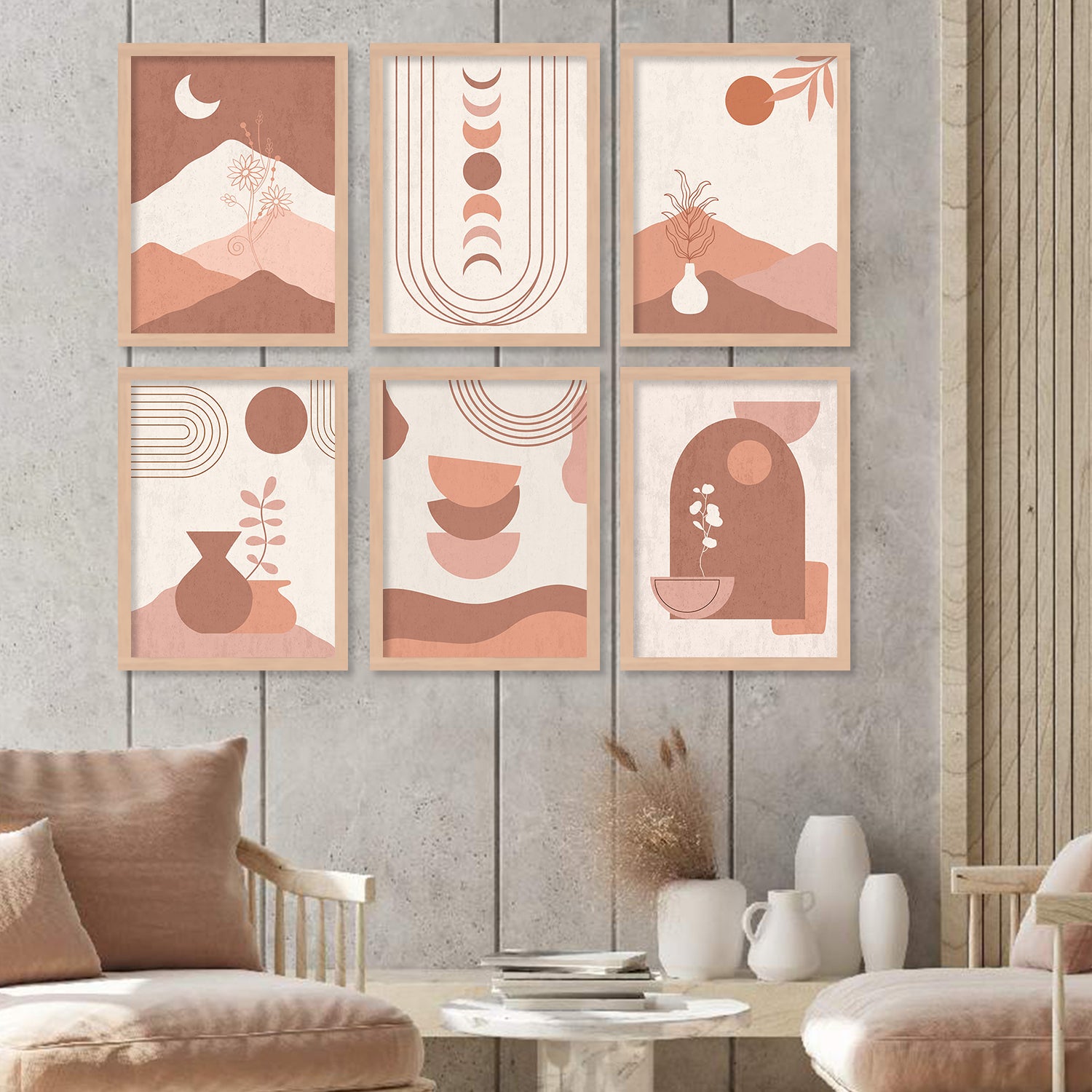 Minimal Boho Art Framed Posters for Home Living Room Bedroom and Offic ...