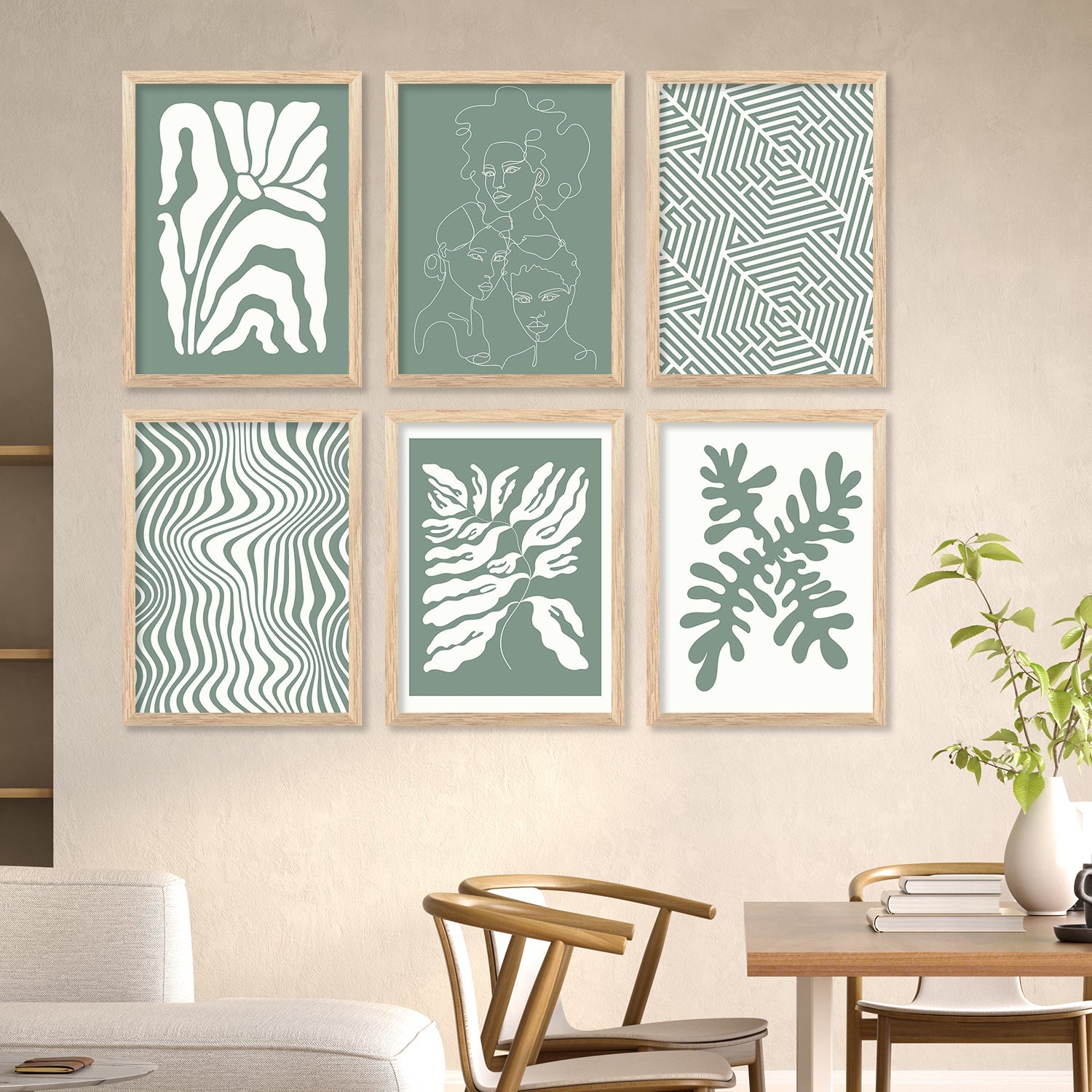 Boho Wall Art Prints with Frame for Living Room Bedroom Home and Offic ...