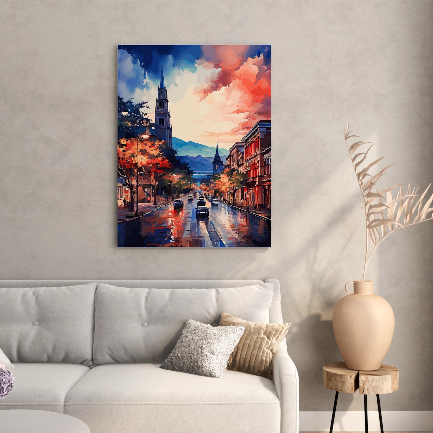 Urban Elegance: Cityscape Portrait Canvas Art Printwork – Kotart
