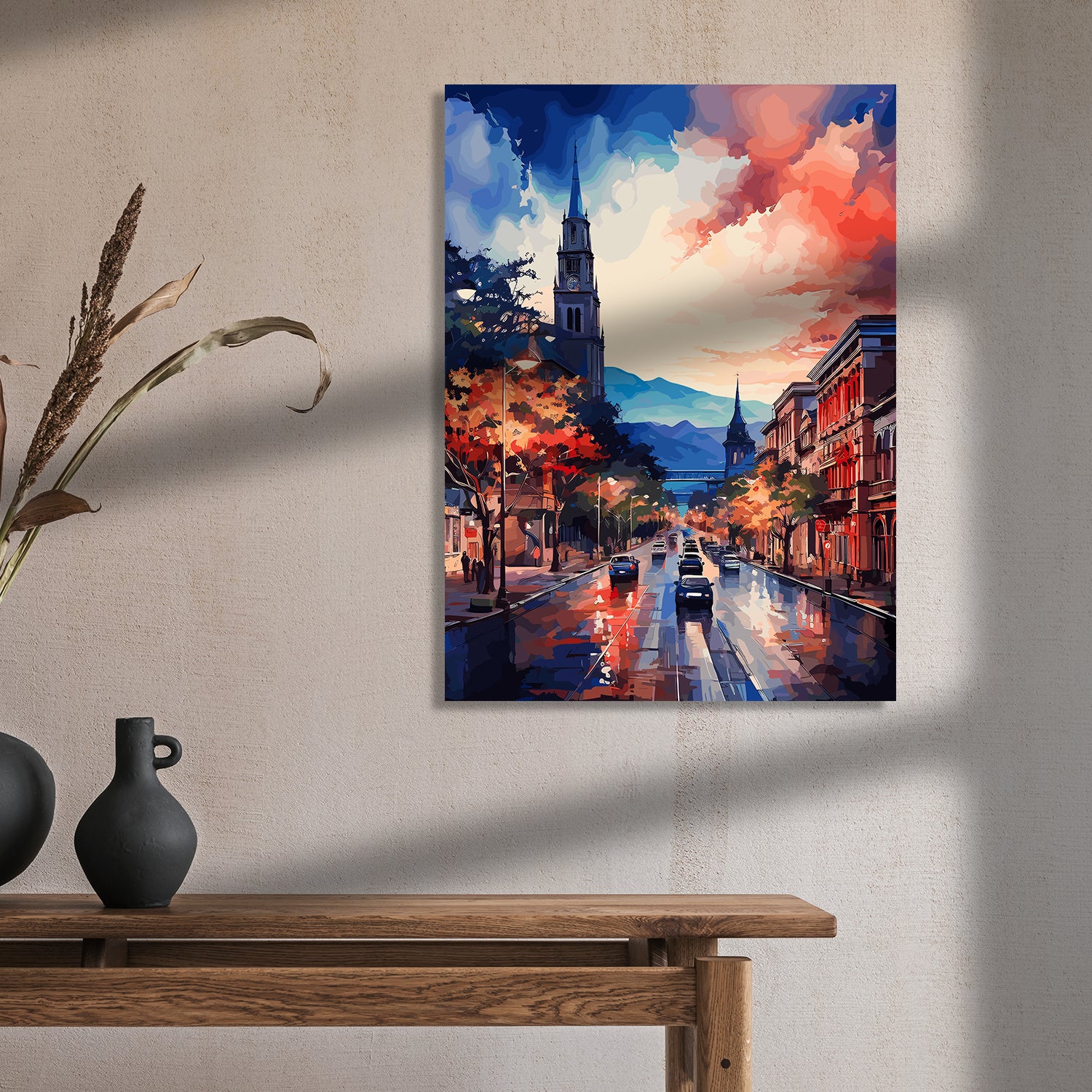 Urban Elegance: Cityscape Portrait Canvas Art Printwork – Kotart