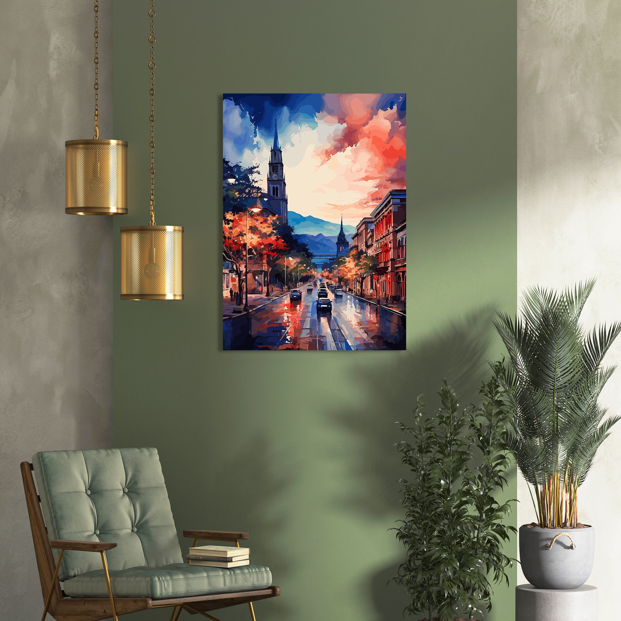 Urban Elegance: Cityscape Portrait Canvas Art Printwork – Kotart