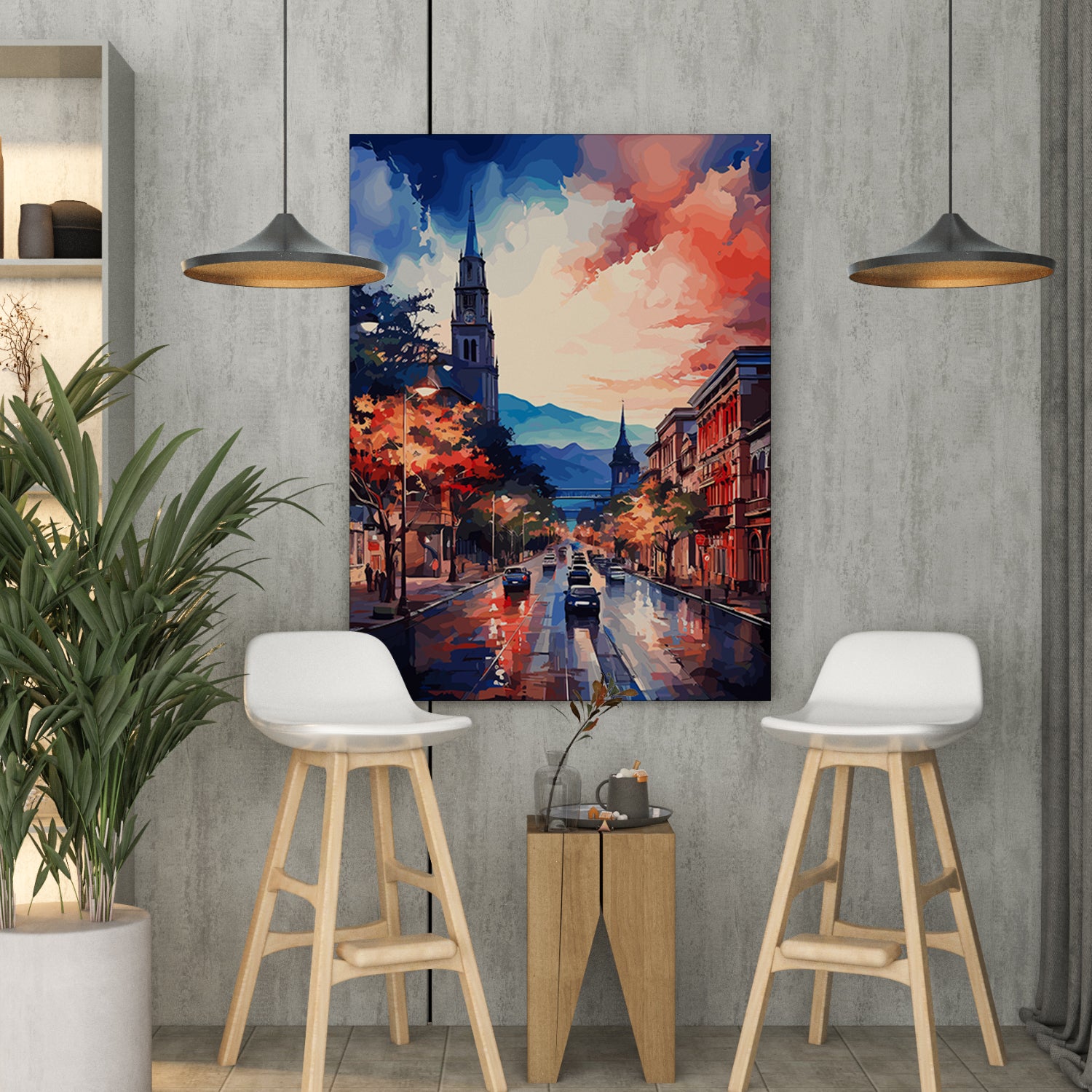 Urban Elegance: Cityscape Portrait Canvas Art Printwork – Kotart