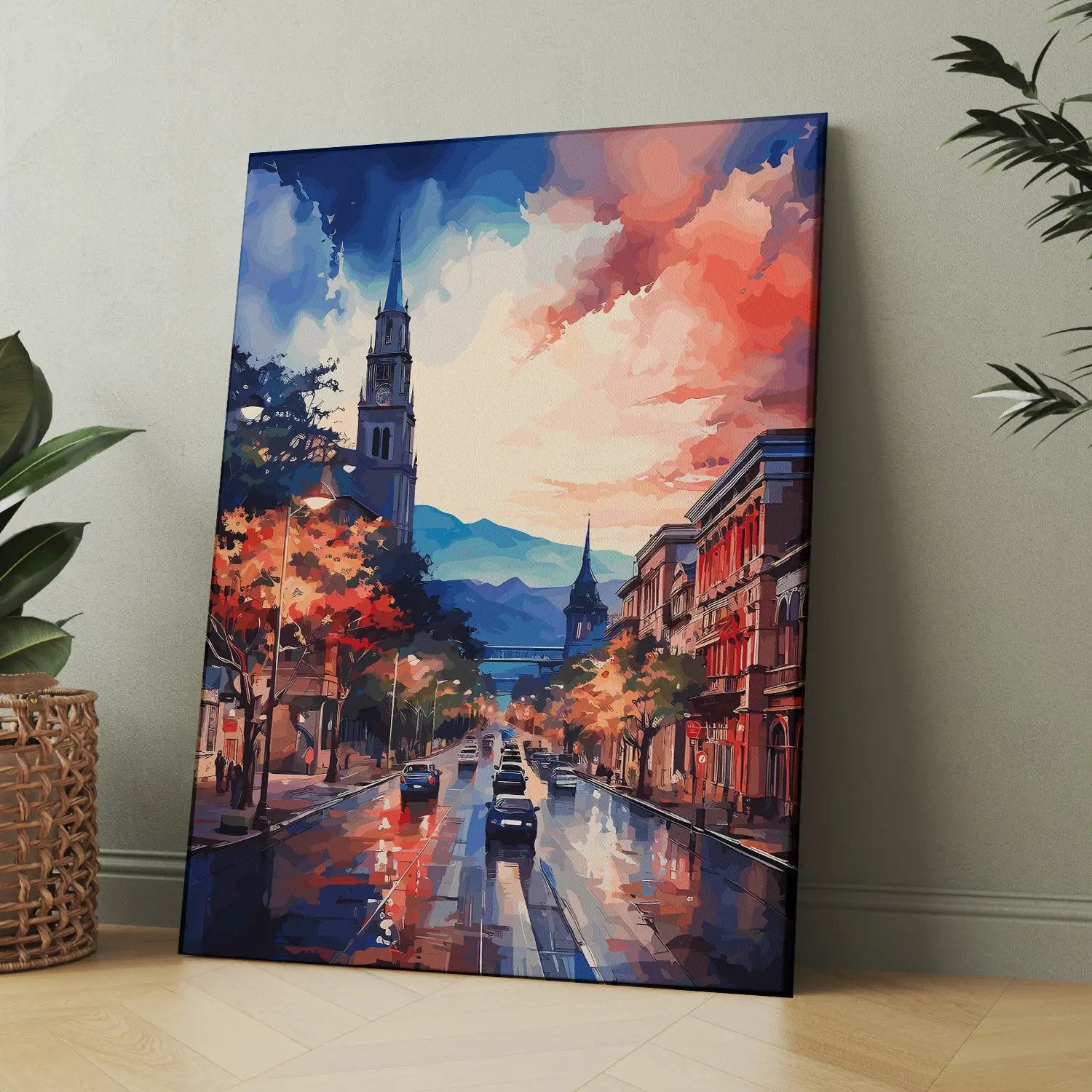 Urban Elegance: Cityscape Portrait Canvas Artwork – Kotart