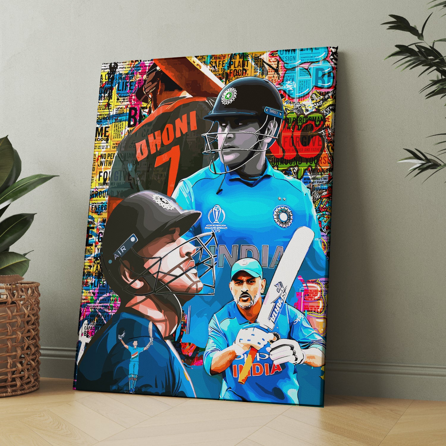 Cricket Legends MS Dhoni Canvas Painting - Kotart