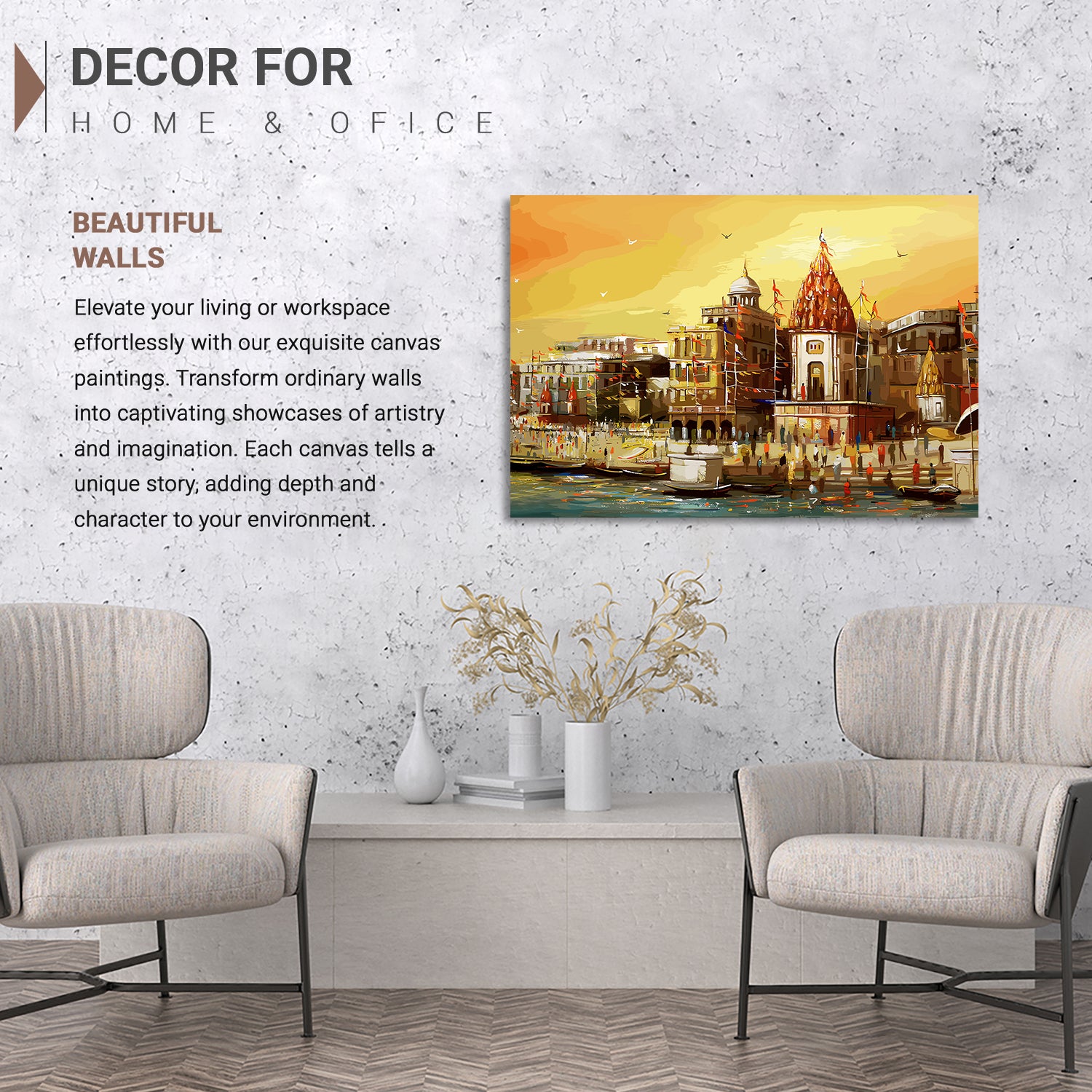 Spiritual Haven: Detailed Mandir Canvas Print – Kotart