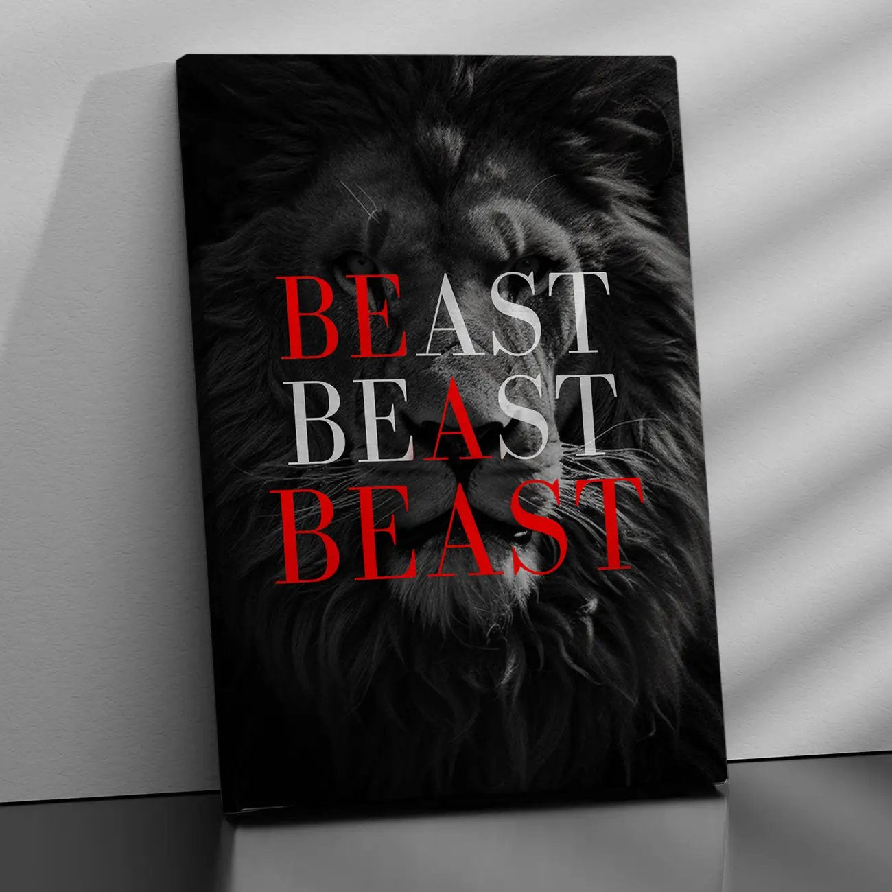 Monochrome Lion 'BEAST' Canvas Art Print - Bold & Majestic Wall Décor ...