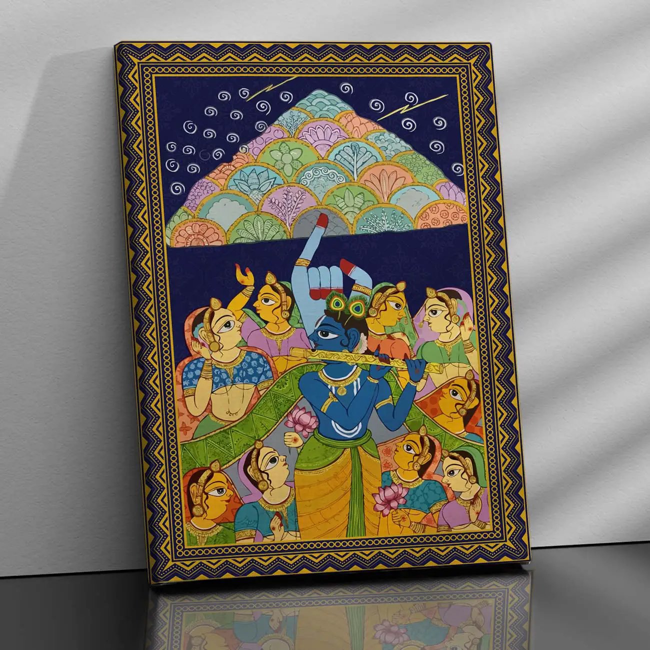 Traditional Indian Rajasthani Folk Art - Phad Painting Style Canvas Ar ...