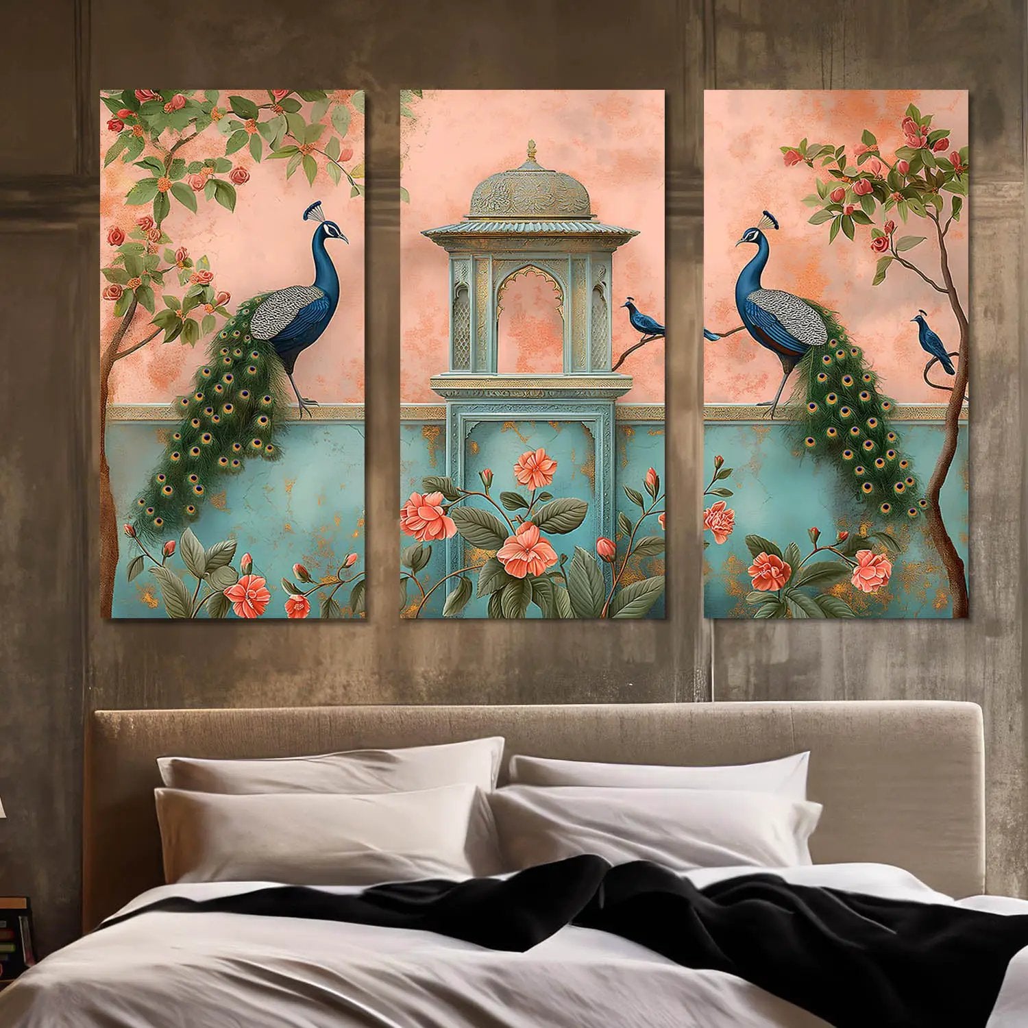 Traditional Peacock Art Wall Canvas For Home Décor And Living Room – Kotart
