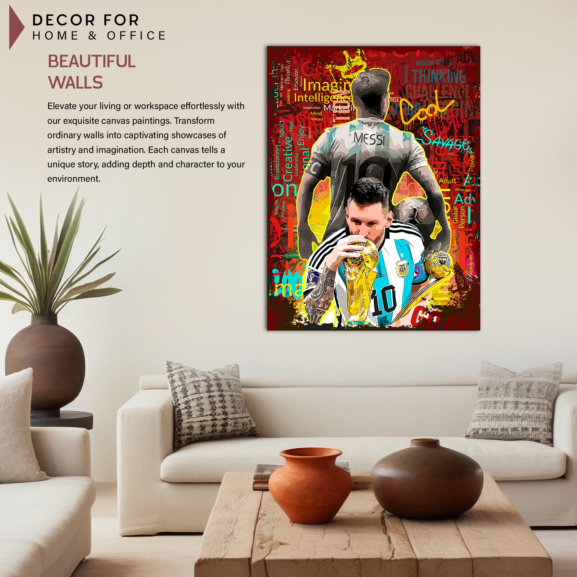 Lionel Messi Canvas Art Print | Football Legend Wall Decor Canvas Prin ...