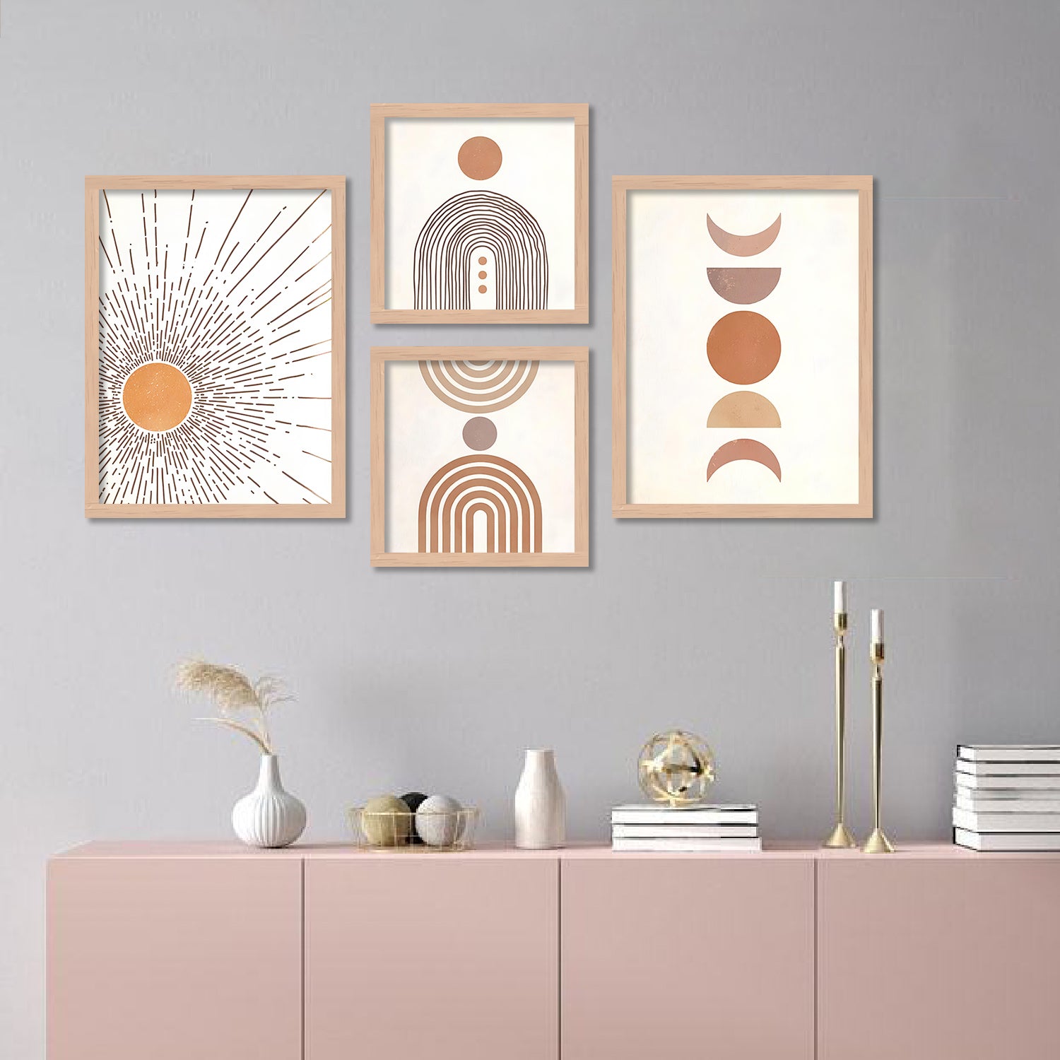 Simplicity in Elegance: Minimal Art Framed Paintings Set for Gallery W ...