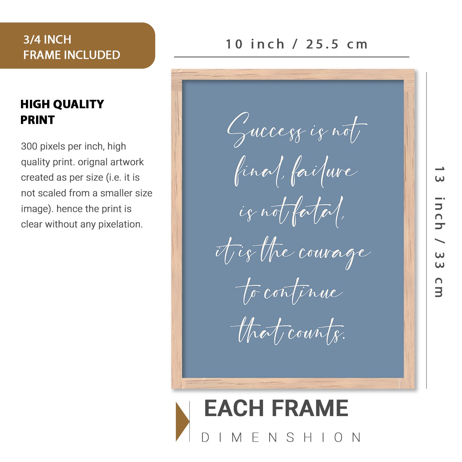 Motivational Quotes Pastel Blue Posters with Frame for Office Living R ...