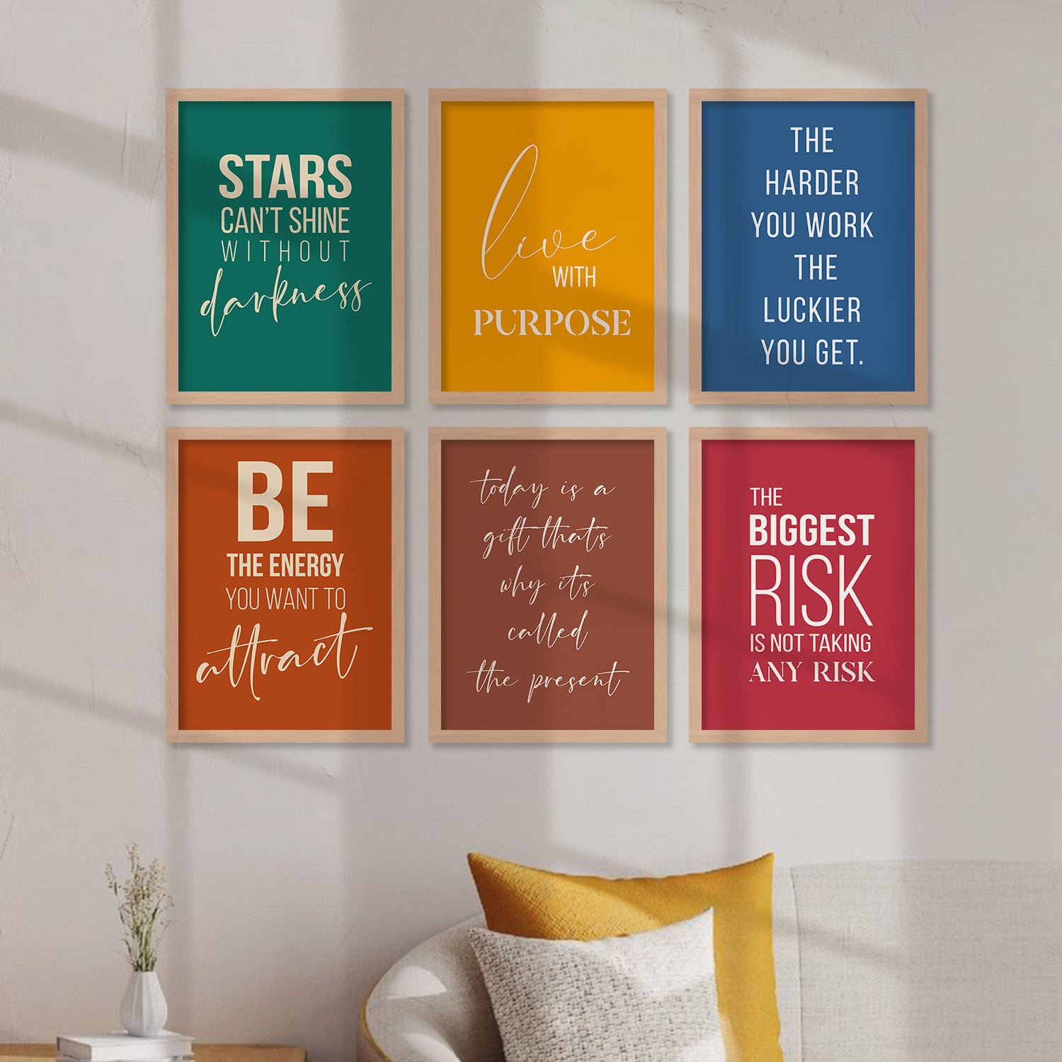 Motivational Quotes Vibrant Colors Posters with Frame for Office Livin ...