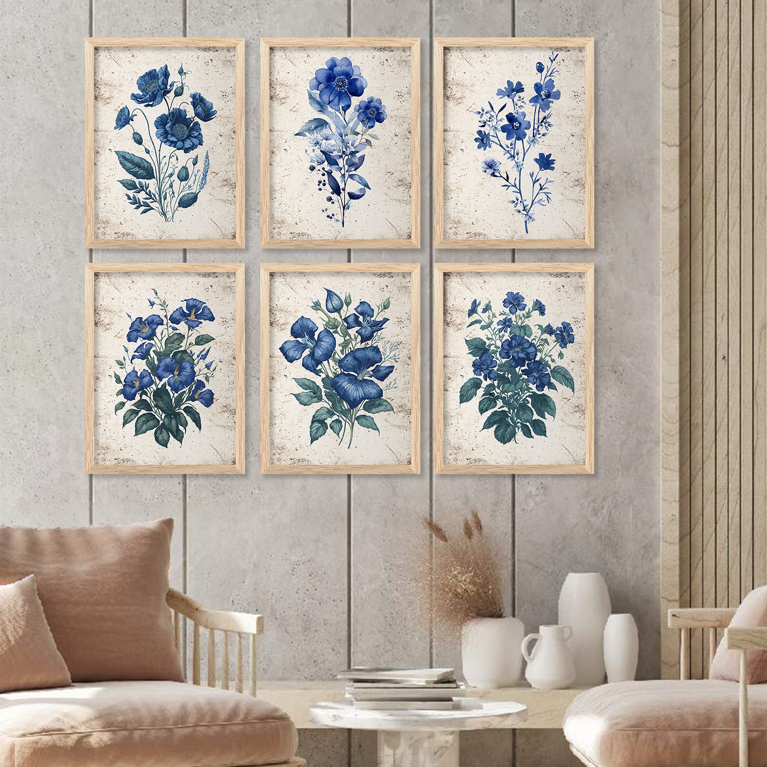 Floral Inspired Elegant Wall Decor Prints with Frame for Home Living R ...