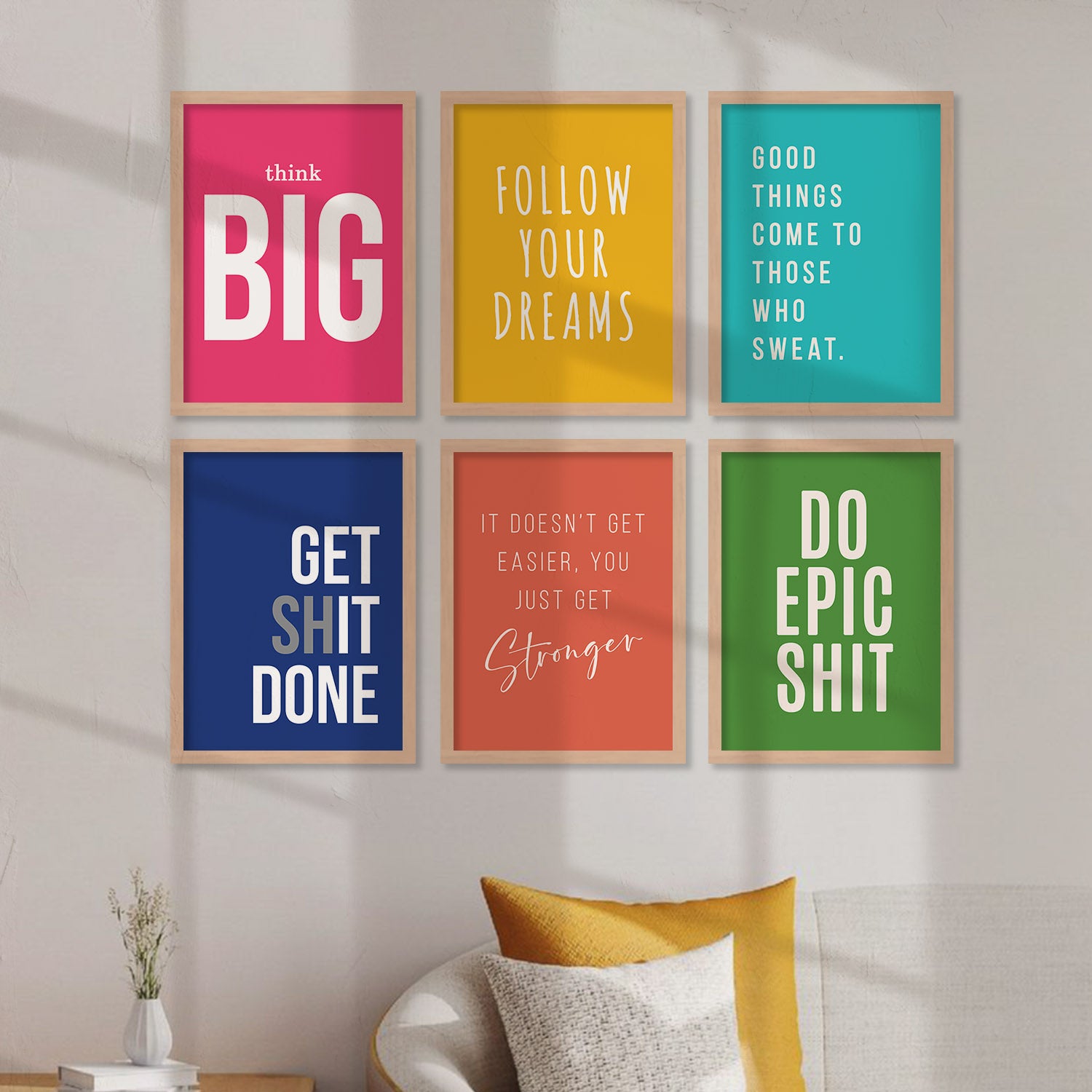 Motivational Quotes Vibrant Colors Posters with Frame for Office Livin ...