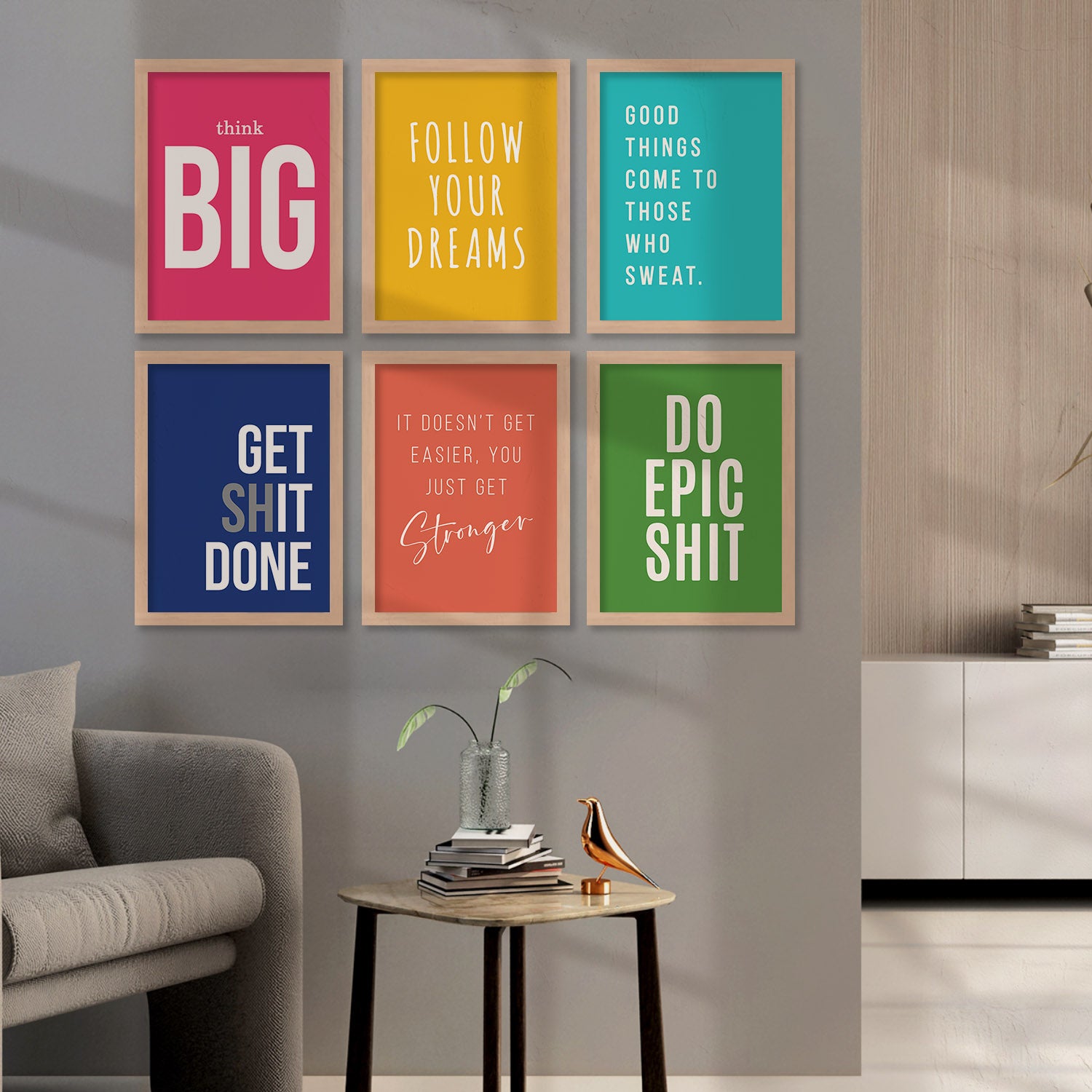 Motivational Quotes Vibrant Colors Posters with Frame for Office Livin ...