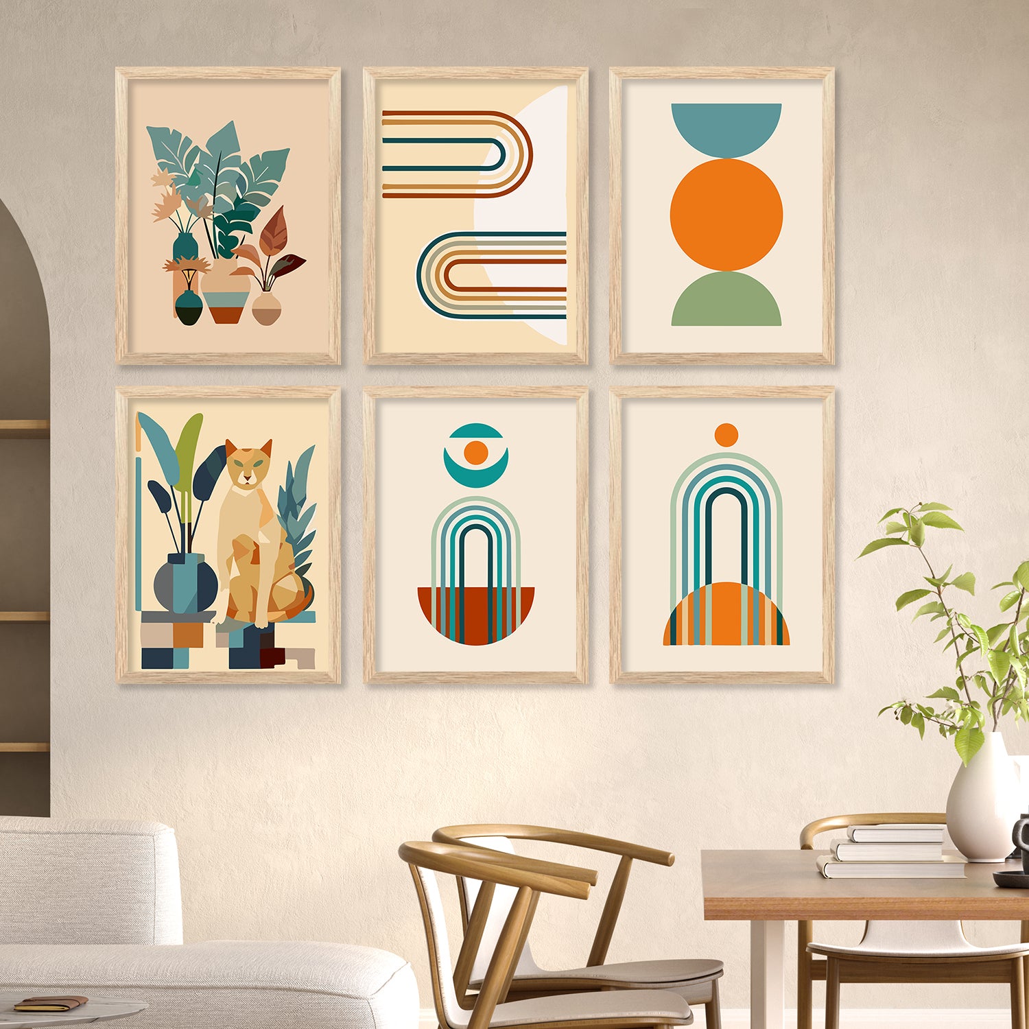 Boho Wall Art Prints with Frame for Living Room Bedroom Home and Offic ...