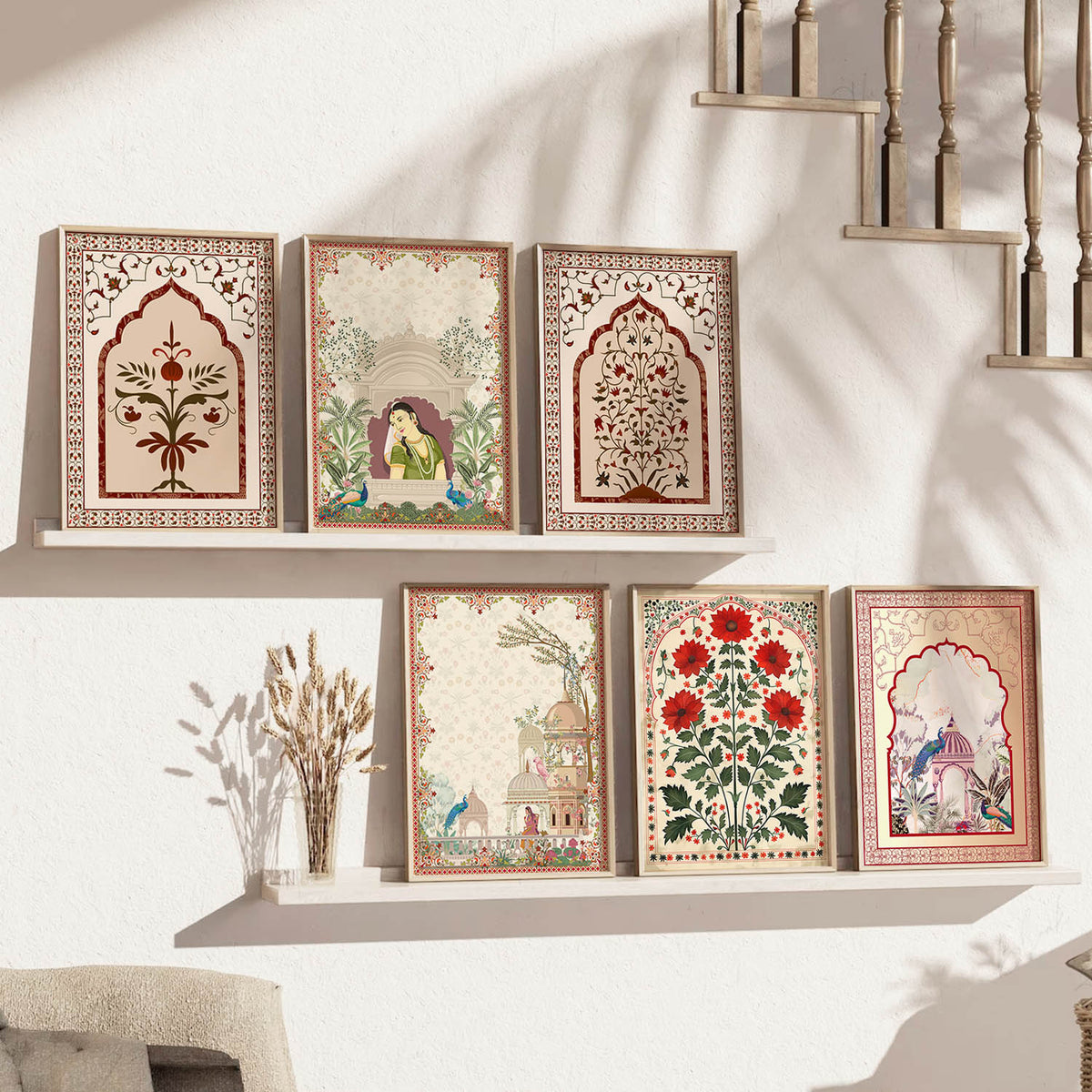 Traditional Indian Pichwai Art Prints with Frame for Home Decor Set of ...