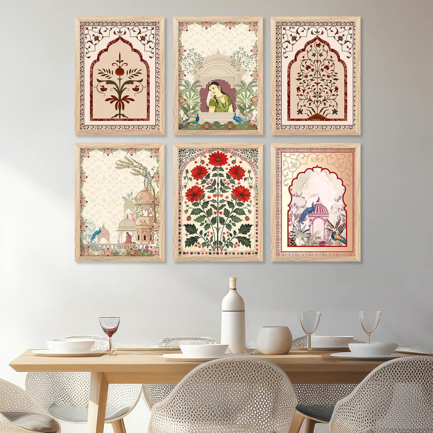 Traditional Indian Pichwai Art Prints with Frame for Home Decor Set of ...