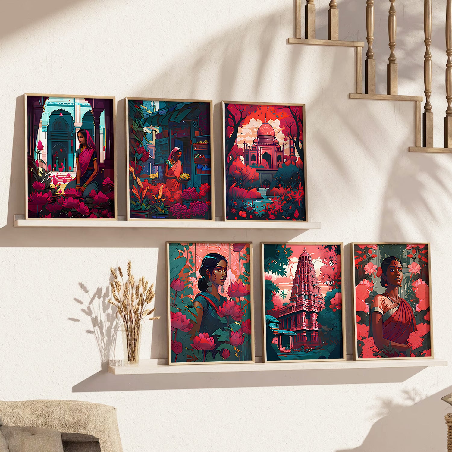 Traditional Indian Art Framed Posters for Home Living Room Bedroom and ...