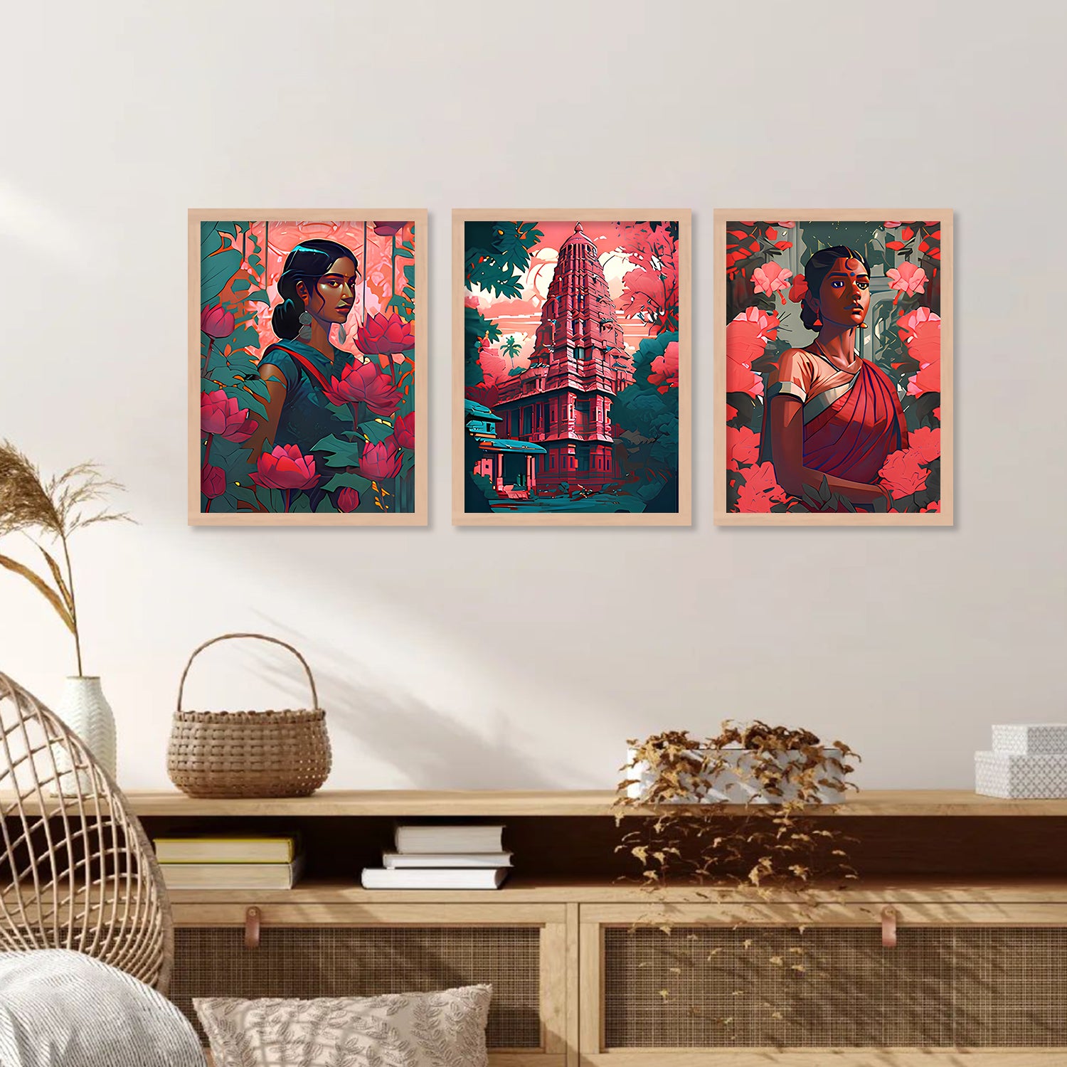 Traditional Indian Art Framed Posters for Home Living Room Bedroom and ...