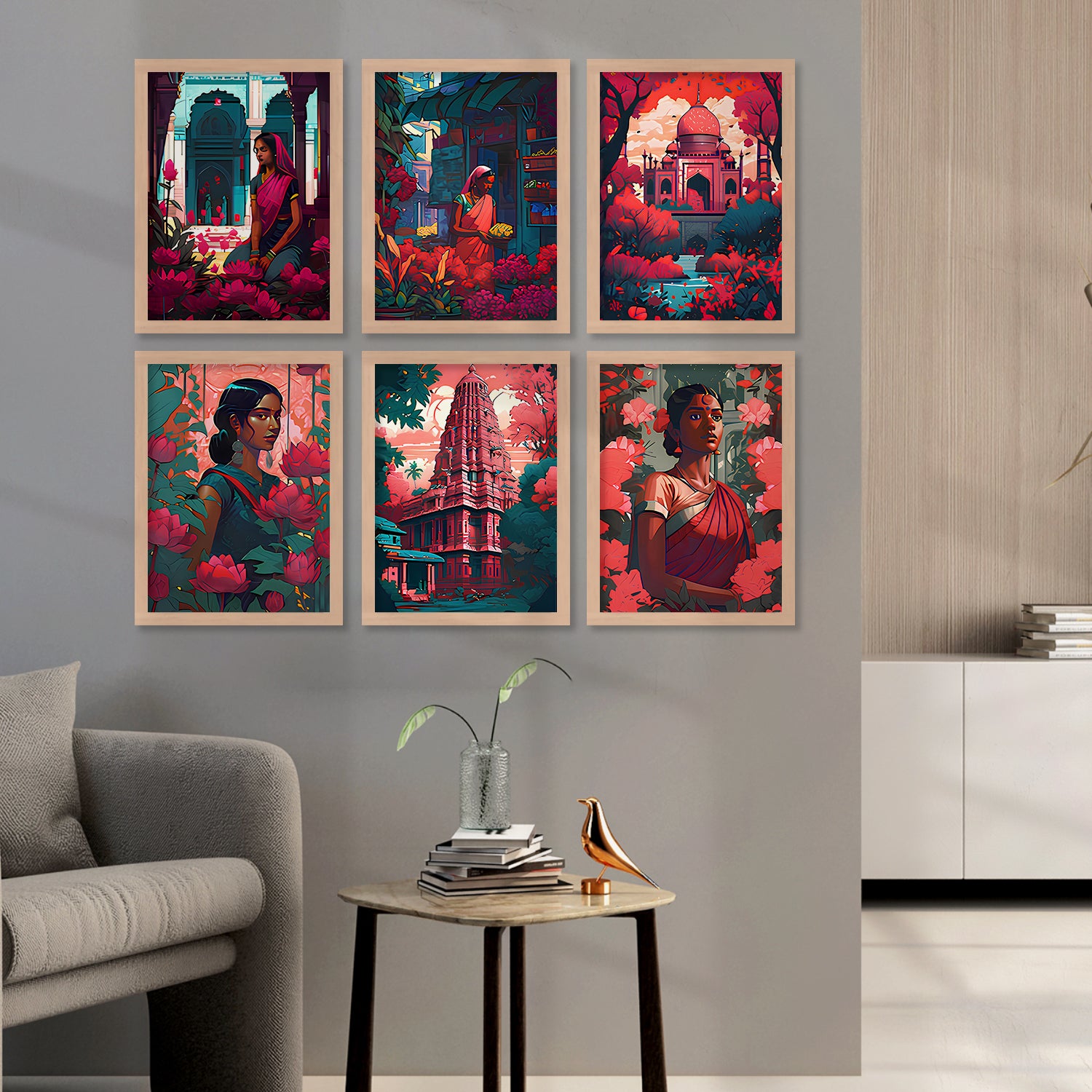 Traditional Indian Art Framed Posters for Home Living Room Bedroom and ...