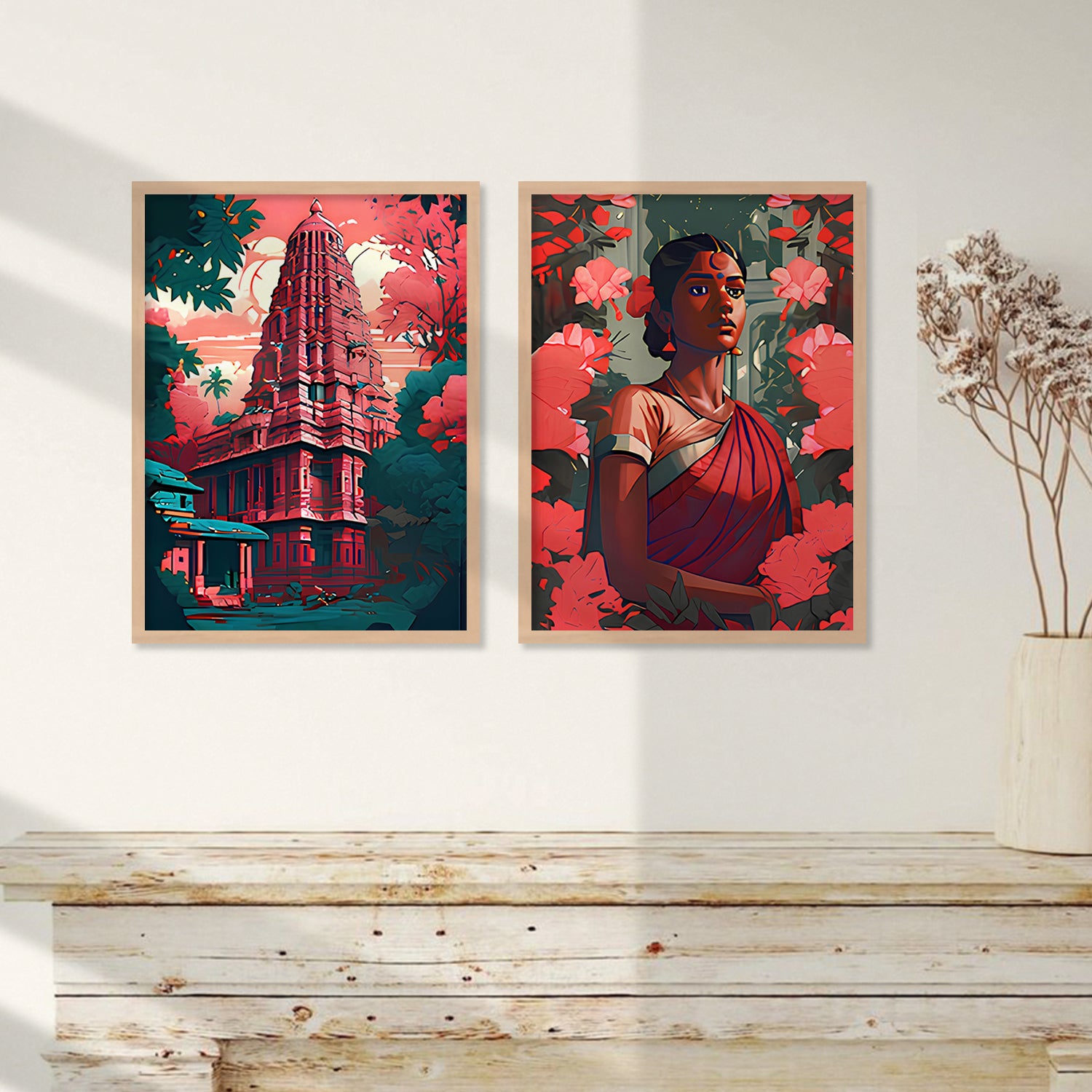 Traditional Indian Art Framed Posters for Home Living Room Bedroom and ...