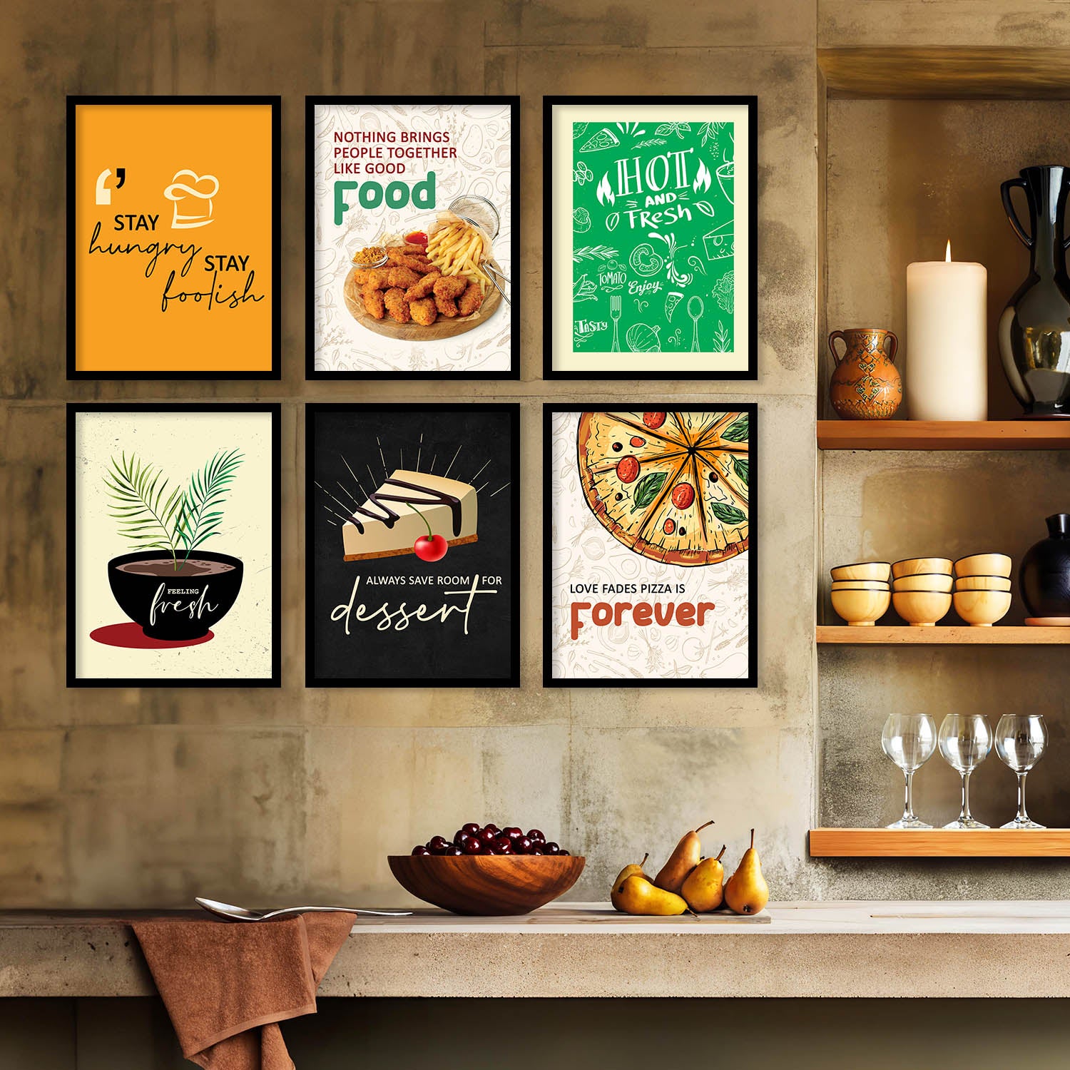 Kitchen Theme Framed Posters for Restaurant Kitchen Dinning Room Cafe ...