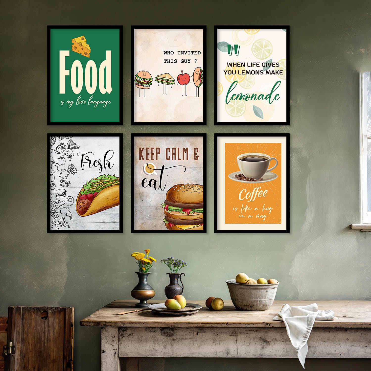 Kitchen Theme Framed Posters for Restaurant Kitchen Dinning Room Cafe ...