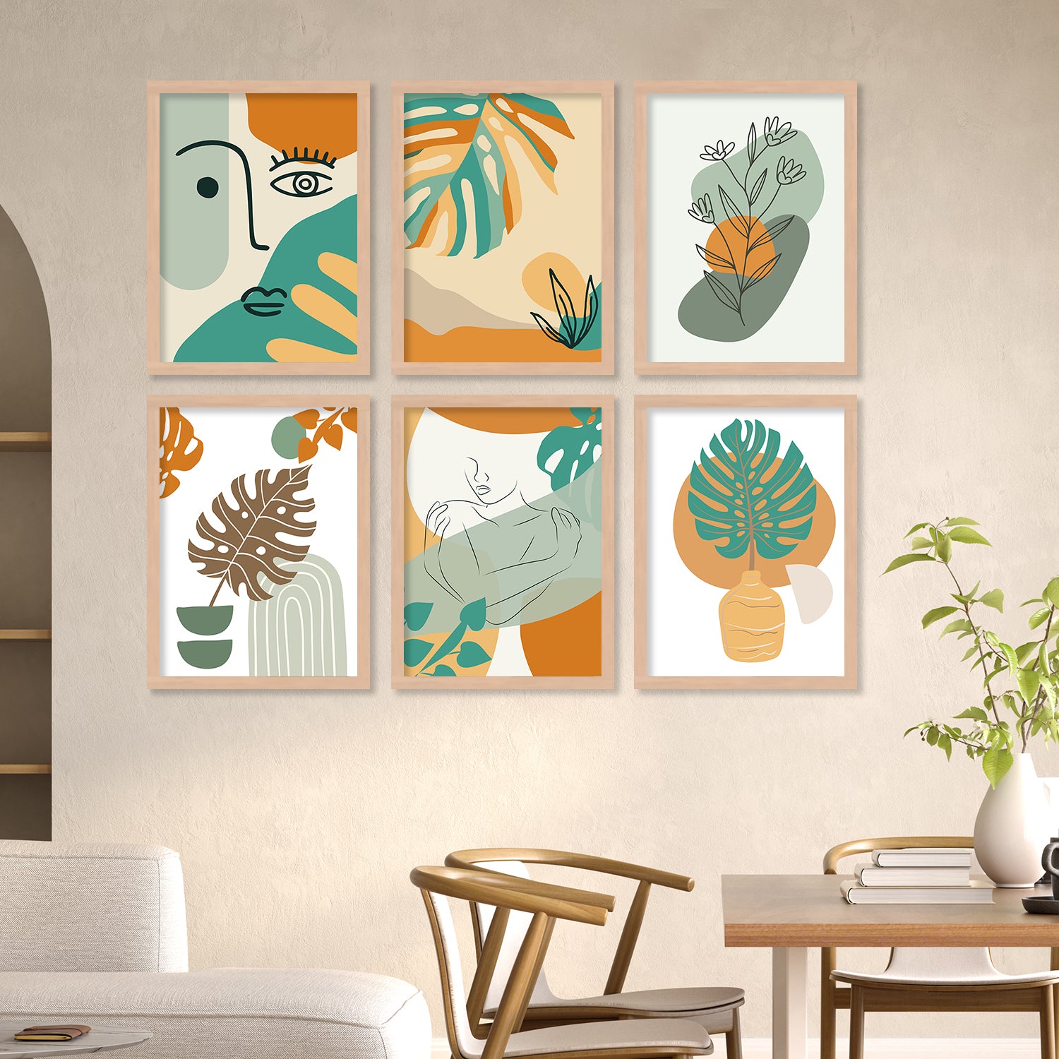 Minimal Boho Art Framed Posters for Home Living Room Bedroom and Offic ...