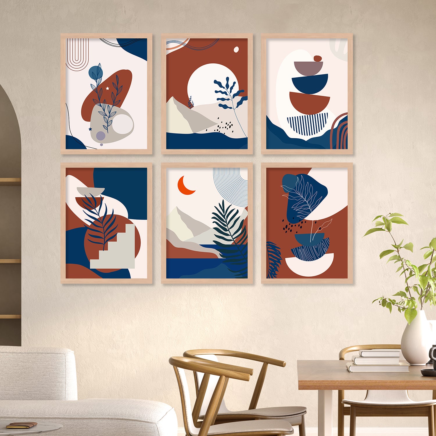 Minimal Boho Art Framed Posters for Home Living Room Bedroom and Offic ...