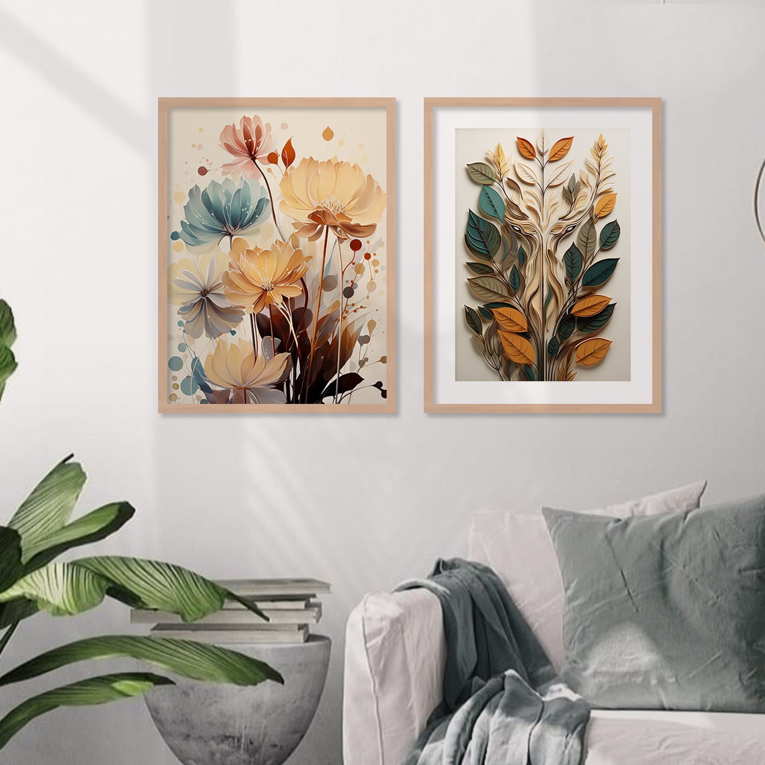 Floral Art Framed Posters for Home Living Room Bedroom and Office Wall ...
