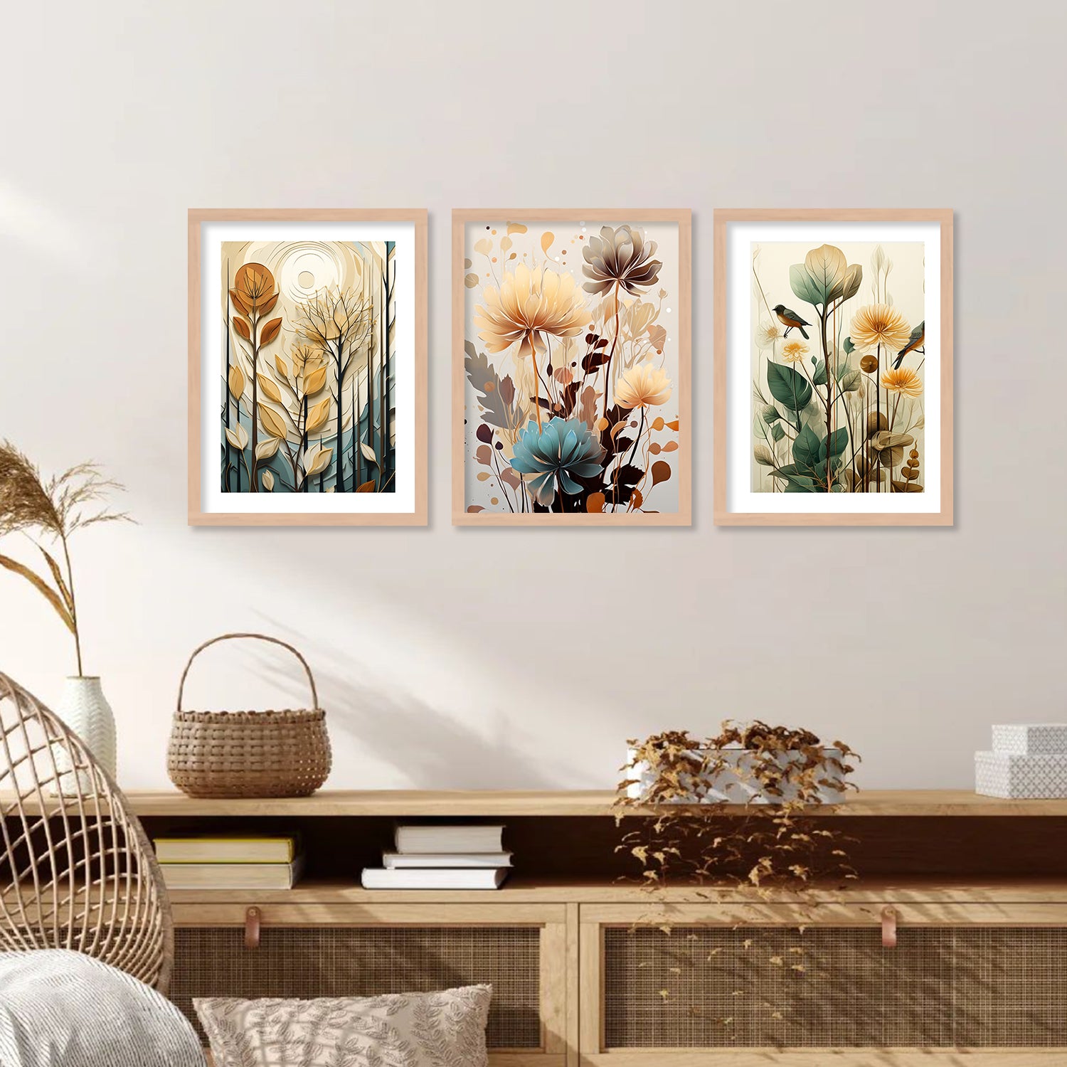 Floral Art Framed Posters for Home Living Room Bedroom and Office Wall ...