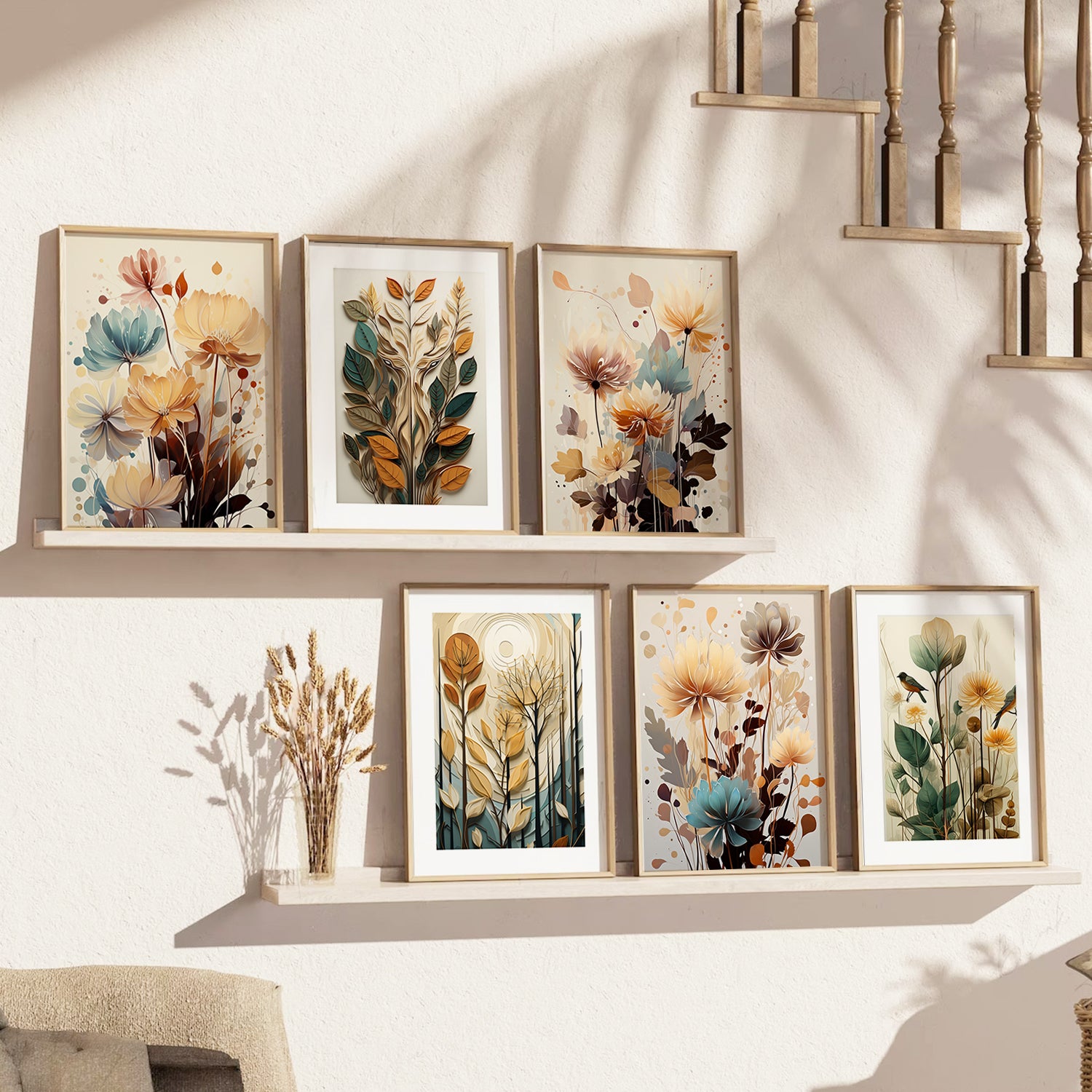 Floral Art Framed Posters for Home Living Room Bedroom and Office Wall ...