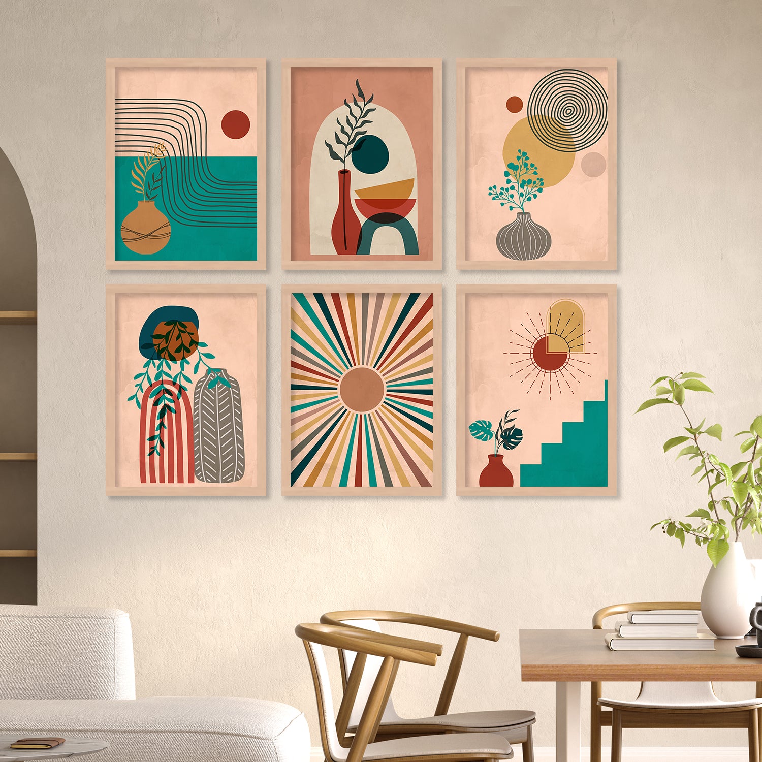 Minimal Boho Art Framed Posters for Home Living Room Bedroom and Offic ...