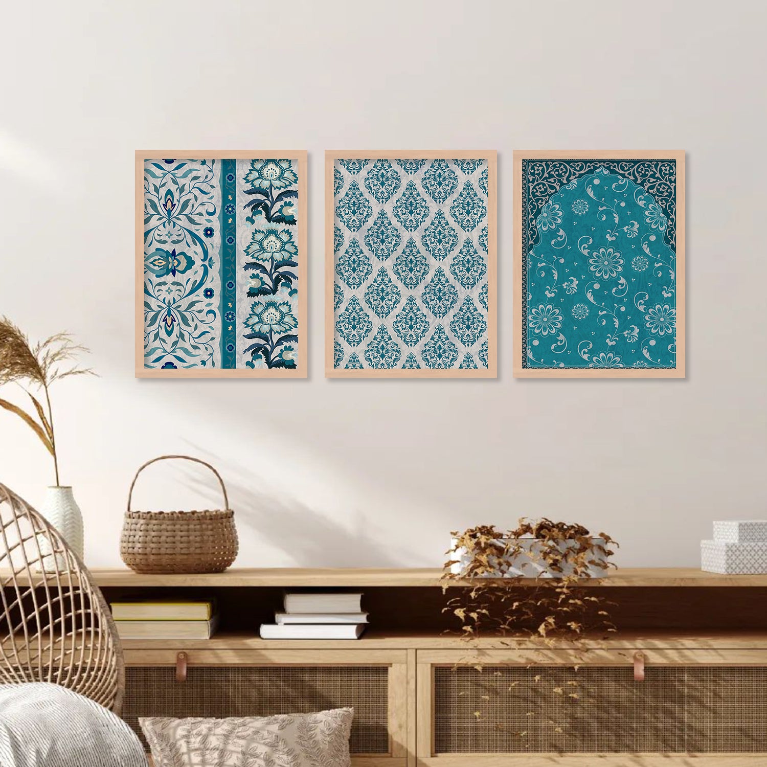 Traditional Indian Pattern Art Framed Posters for Home Living Room Bed ...