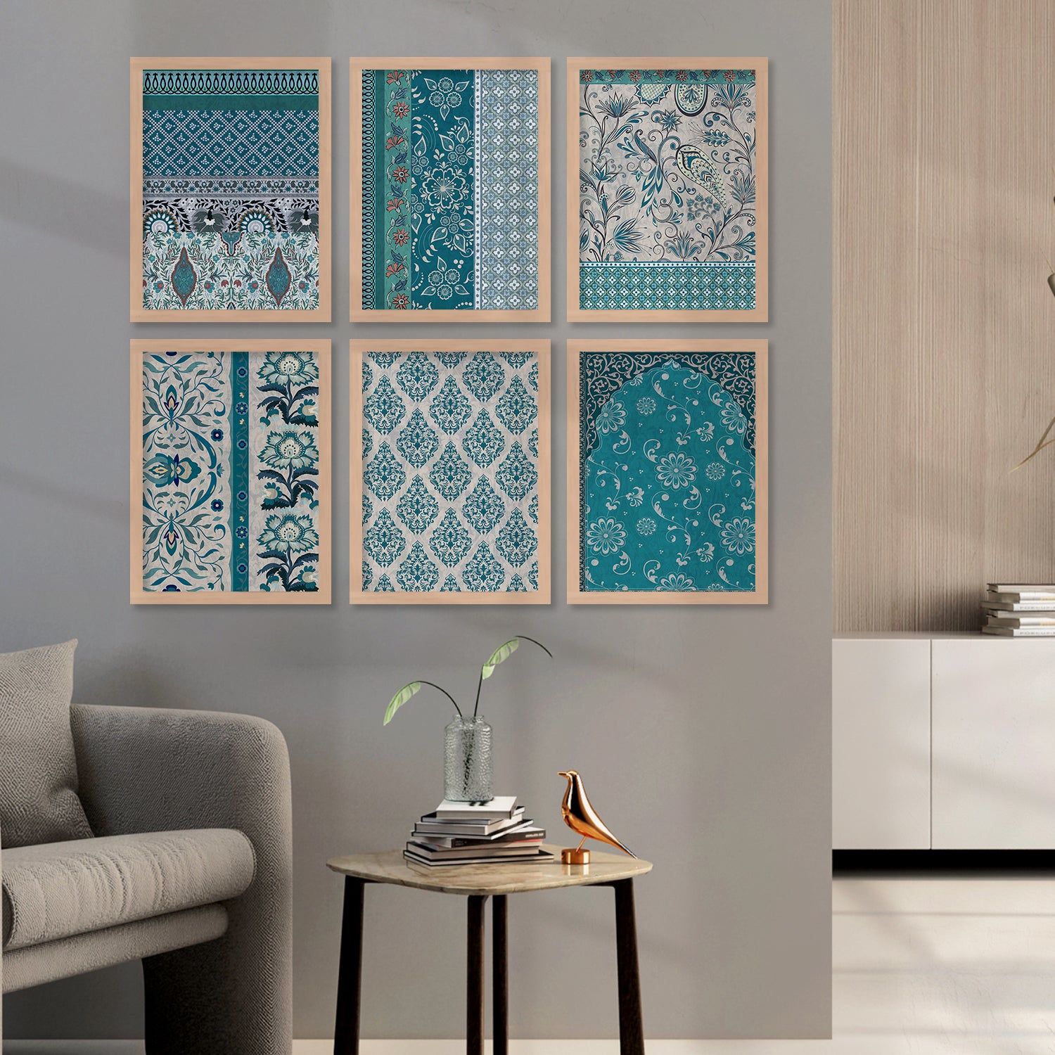 Traditional Indian Pattern Art Framed Posters for Home Living Room Bed ...