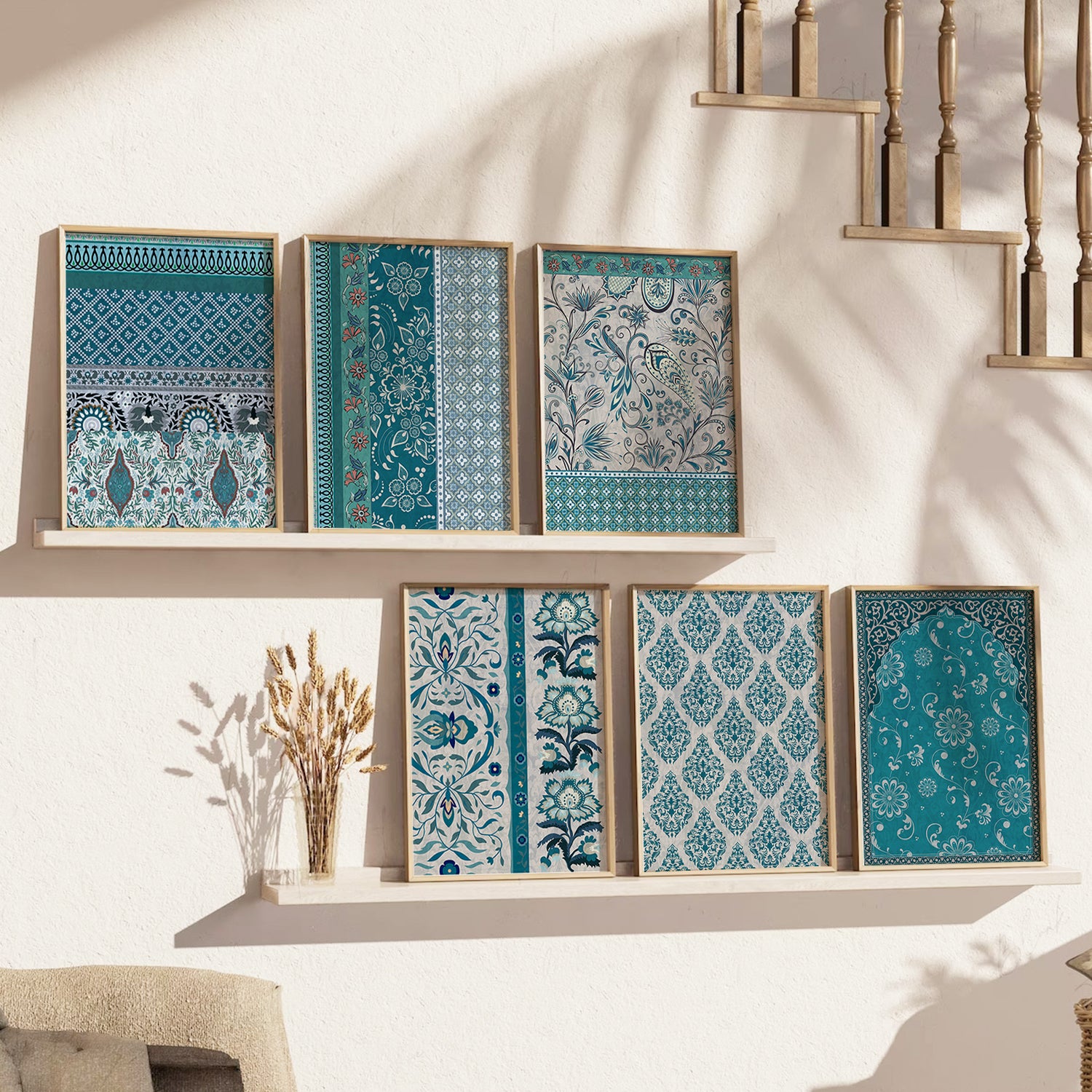 Traditional Indian Pattern Art Framed Posters for Home Living Room Bed ...