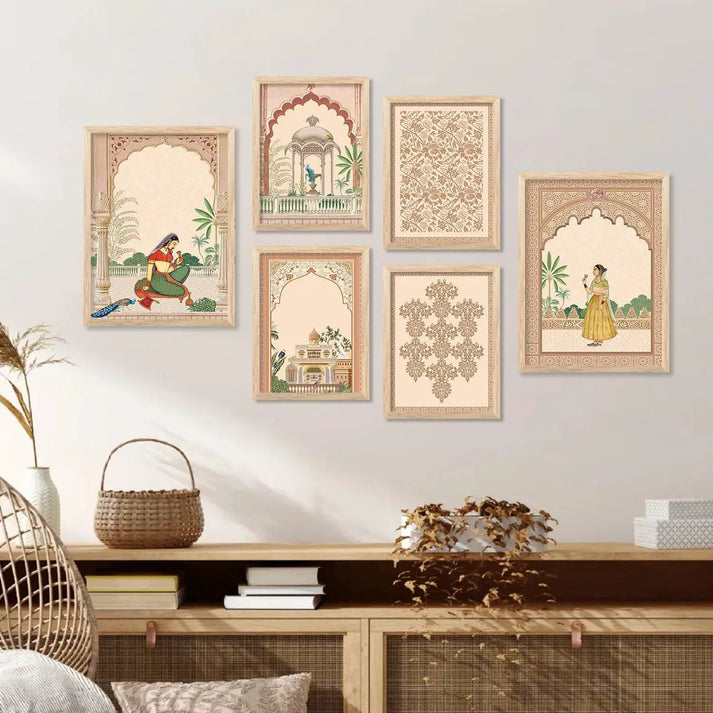 Traditional Indian Inspired Madhubani Art Prints with Frame for Living ...