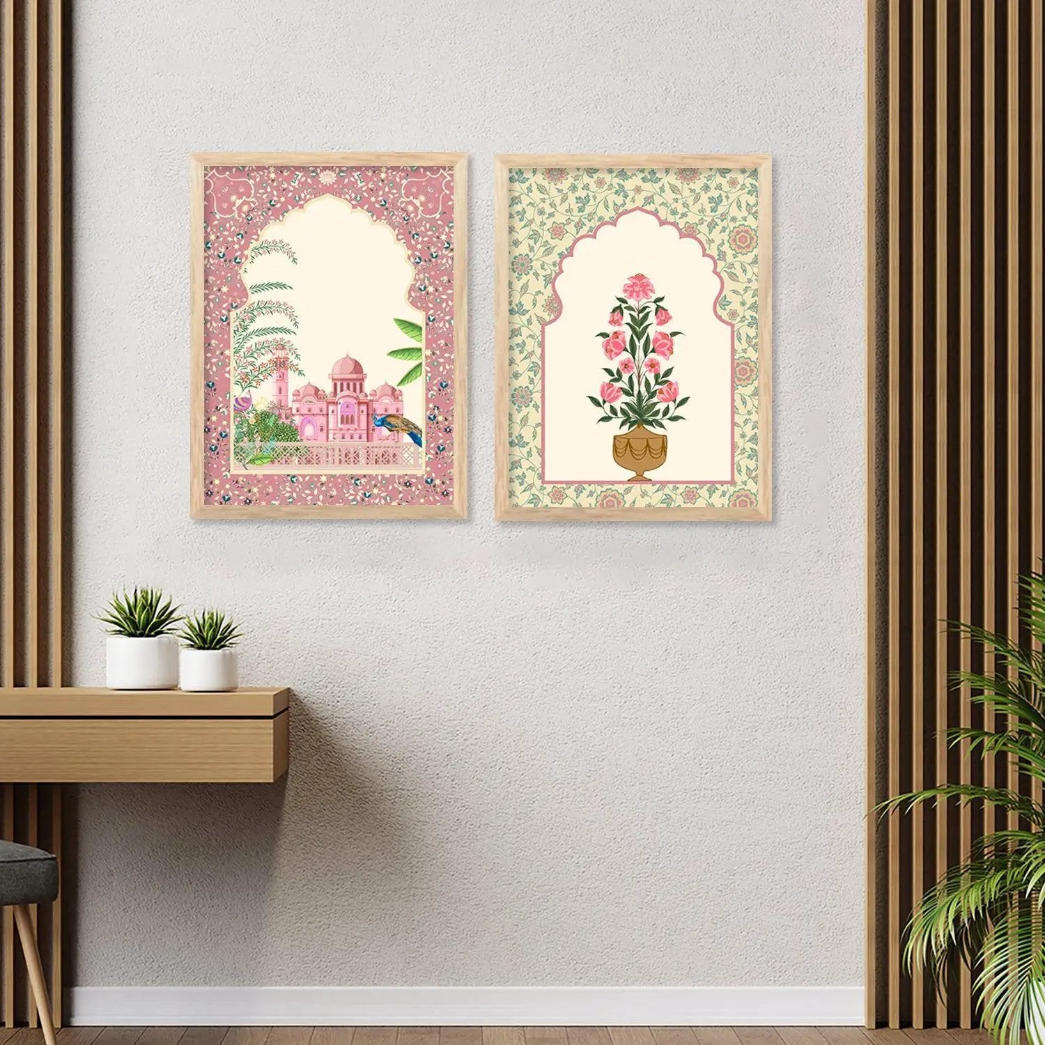 Traditional Indian Inspired Madhubani Art Prints with Frame for Living ...