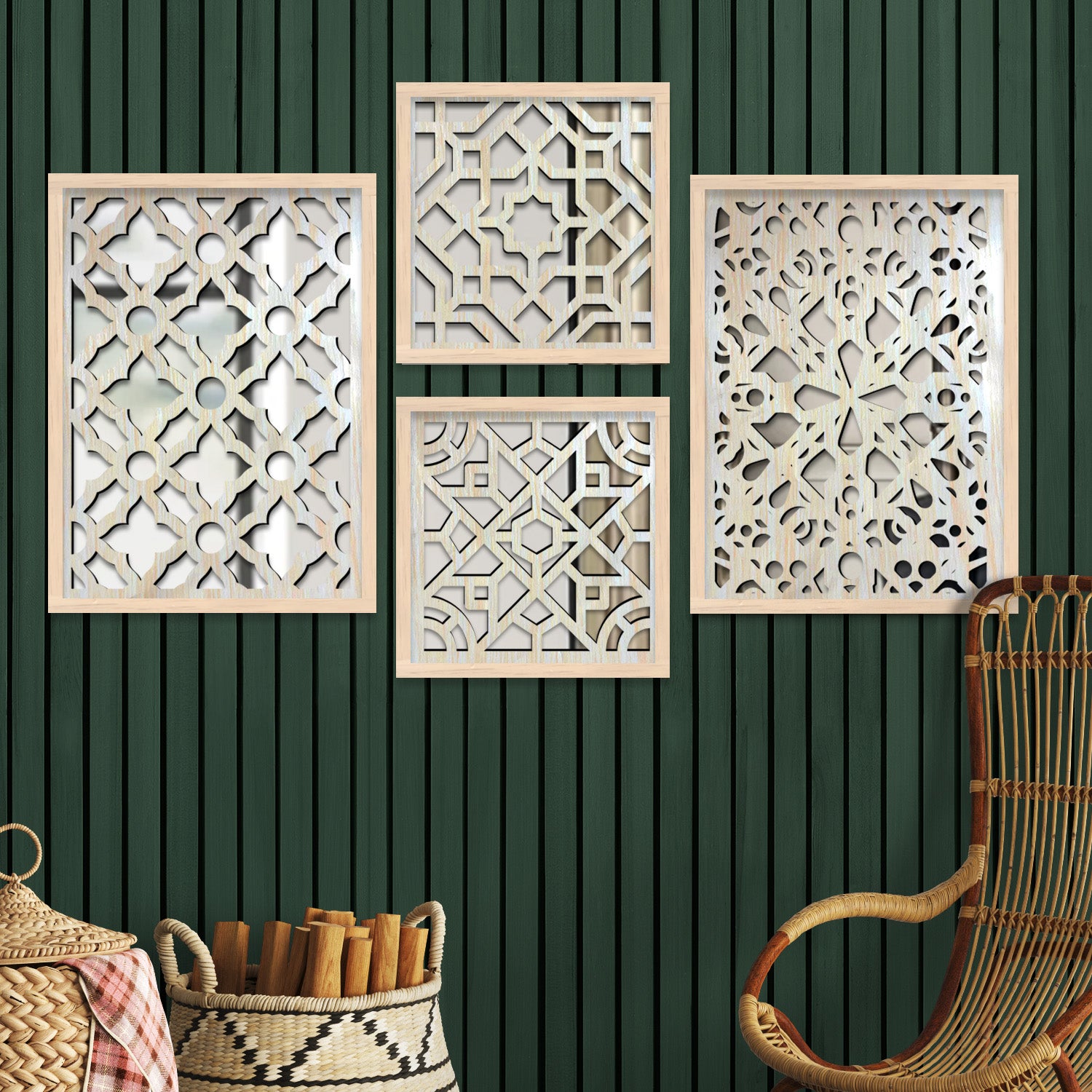 Wall Mirror Decor Panel Wooden Hanging – Kotart