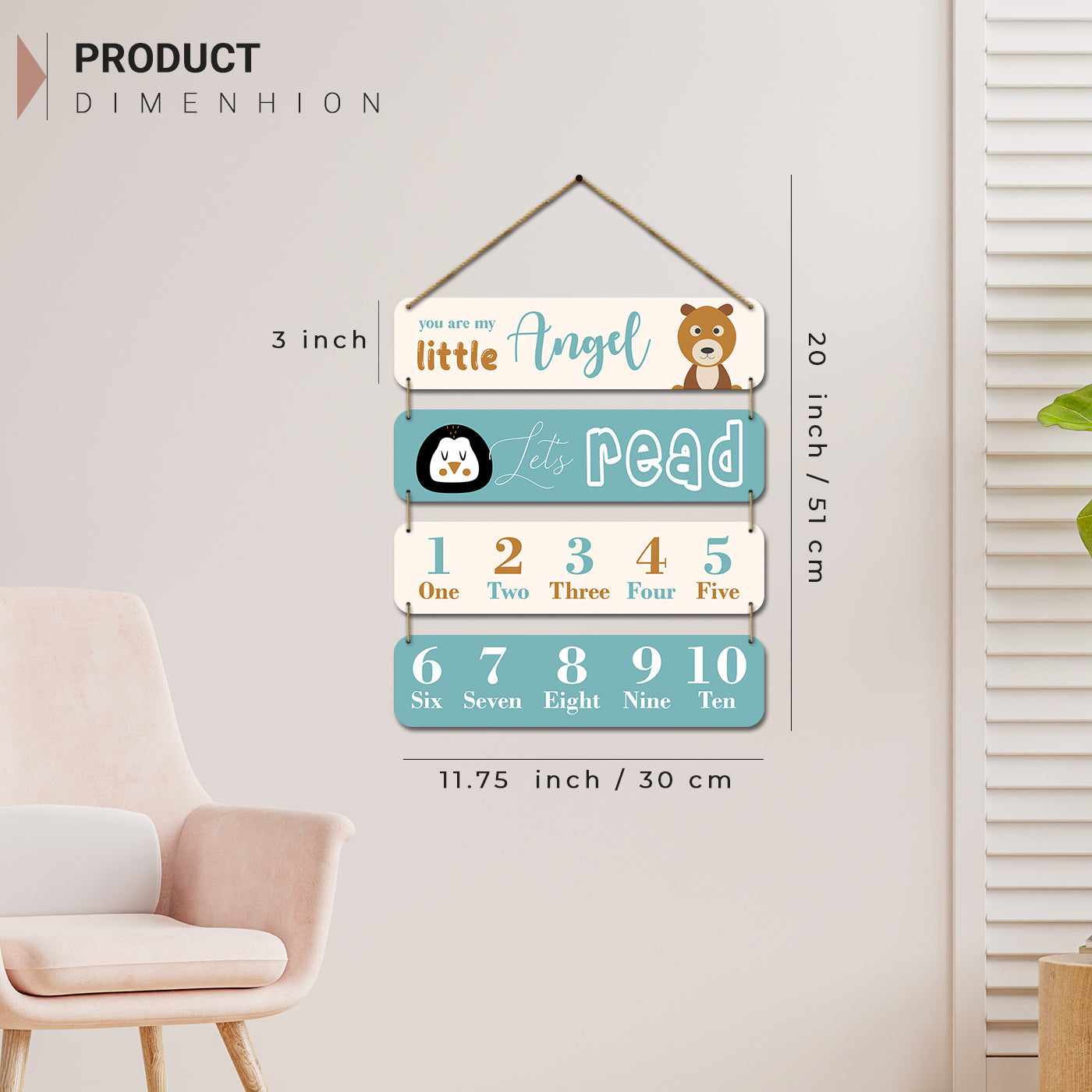 Bright and Cheerful Counting Numbers MDF Wood Wall Hanging for Kids ...