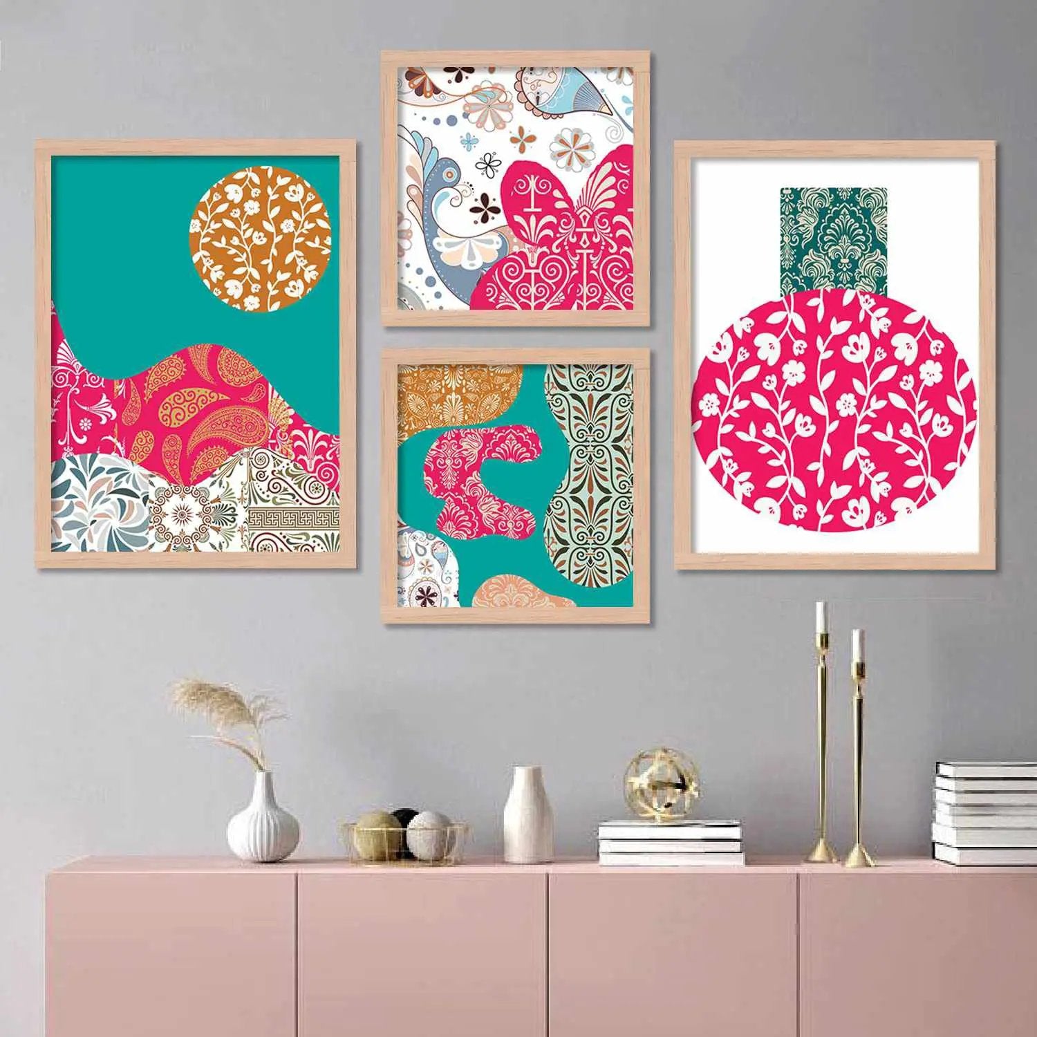 Contemporary Art Posters with Frame for Home and Living Room Wall Deco ...