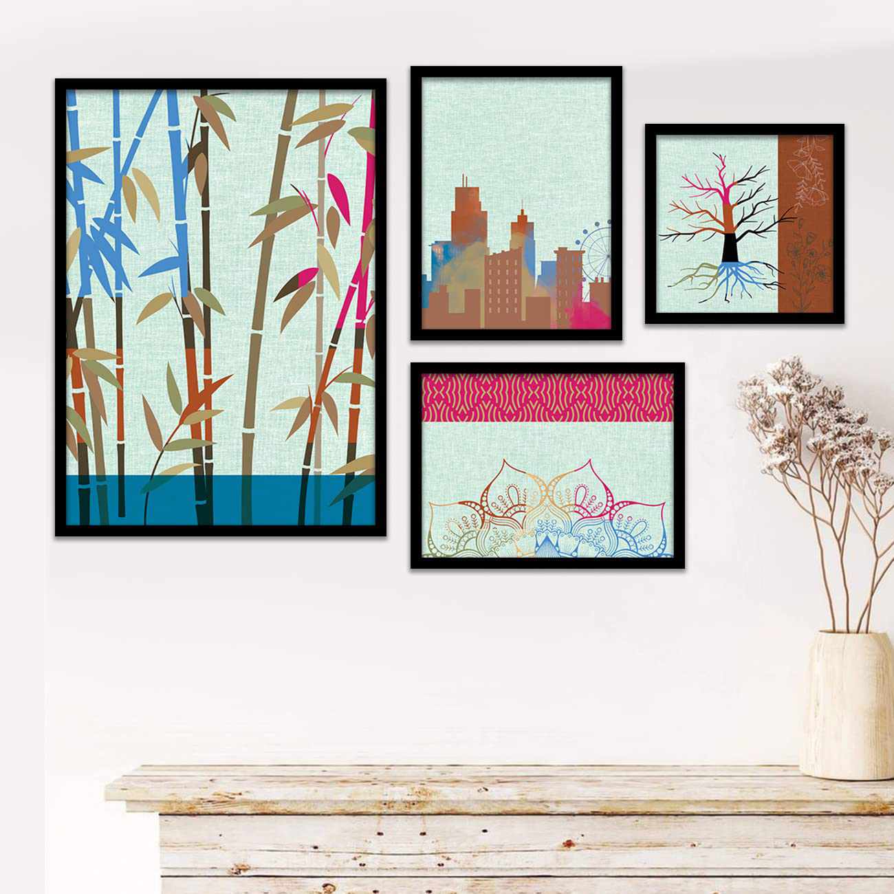 Contemporary Gallery Wall Art Set with Frame Prints : Modern Art - Kotart