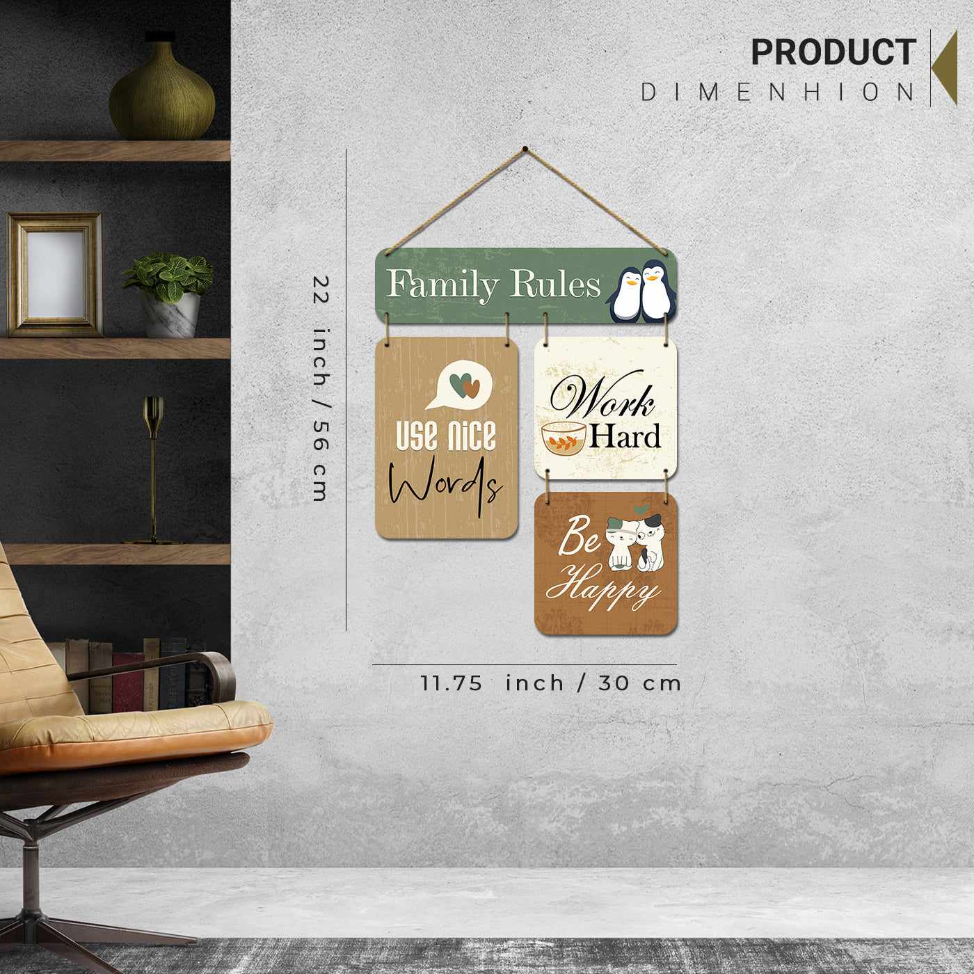 Family Rules Cute MDF Wood Wall Hangers Art for a Heartwarming Display ...