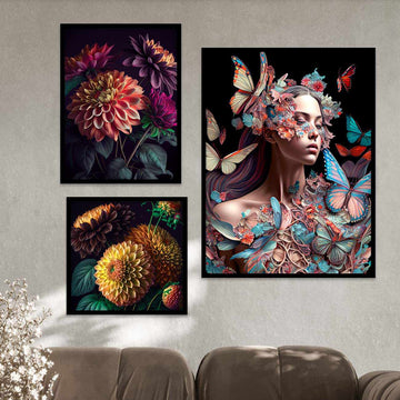 Framed Modern Abstract Floral Prints for Gallery Wall Display