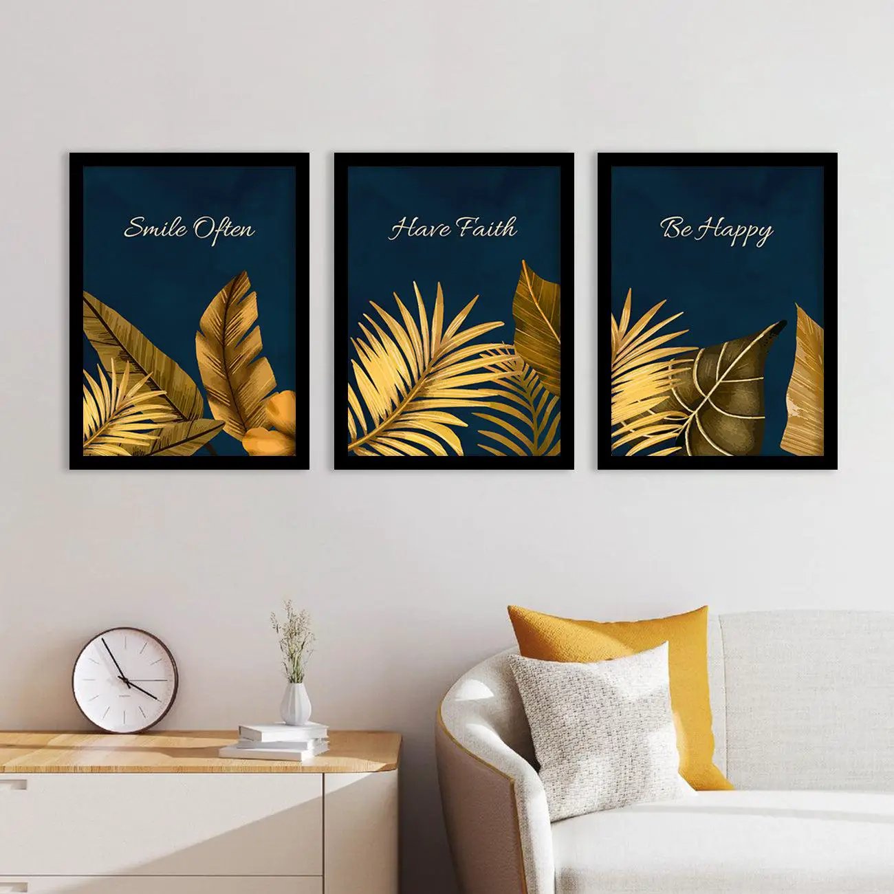 Golden Leaf Wall Posters with Frame : Luxury Escape – Kotart