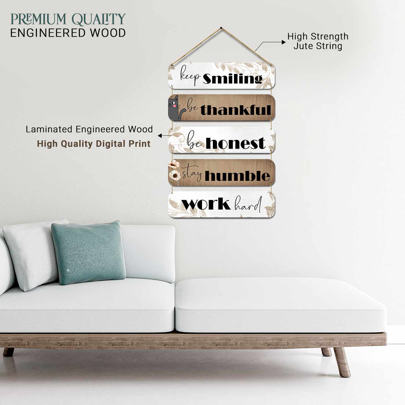 Keep Smiling Motivational Quotes MDF Wood Wall Hanging for a Motivatin ...